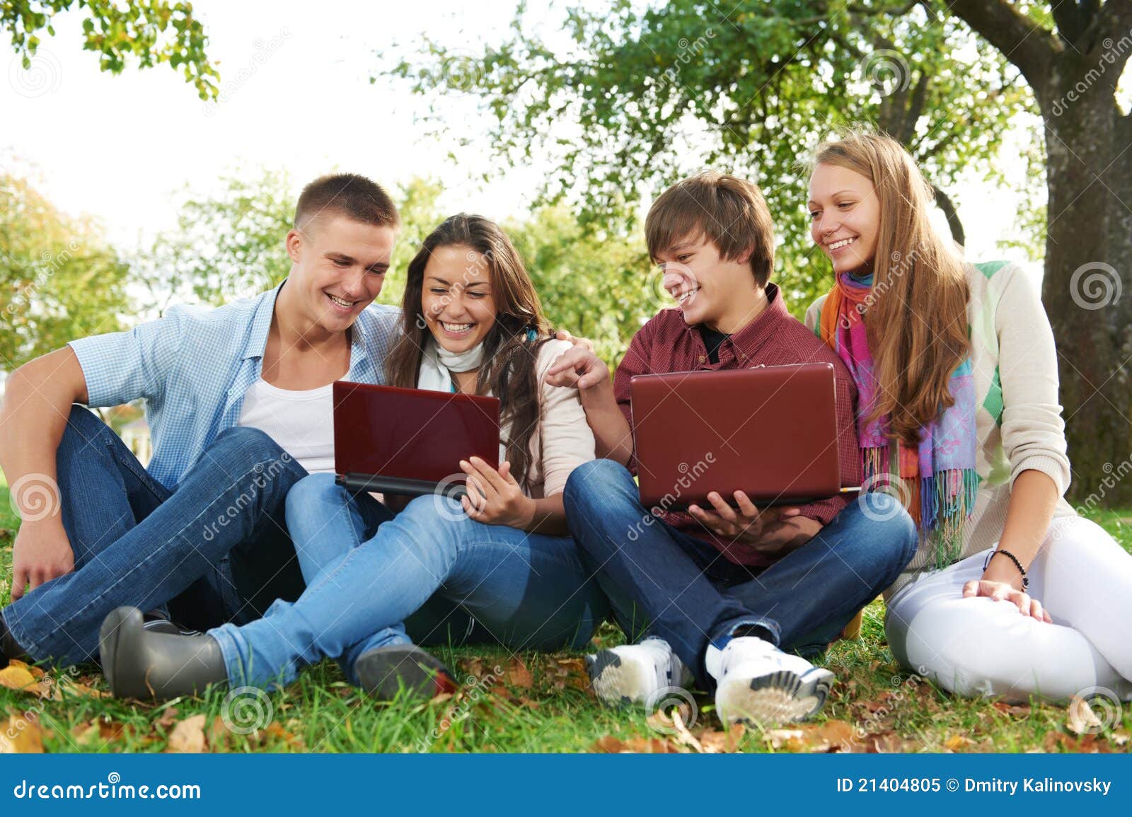 Group of Smiling Young Students Outdoors Stock Image - Image of ...