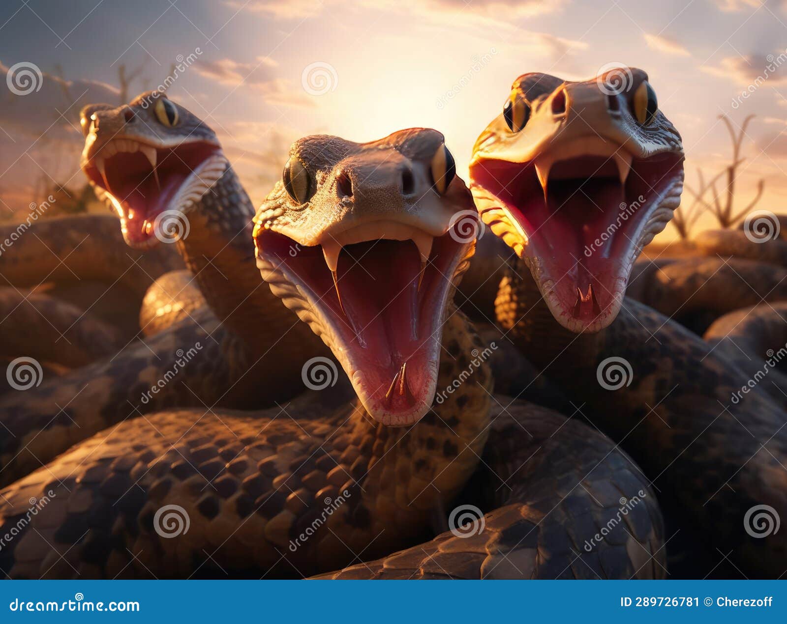 A Group of Snakes Looking at the Camera Stock Illustration ...