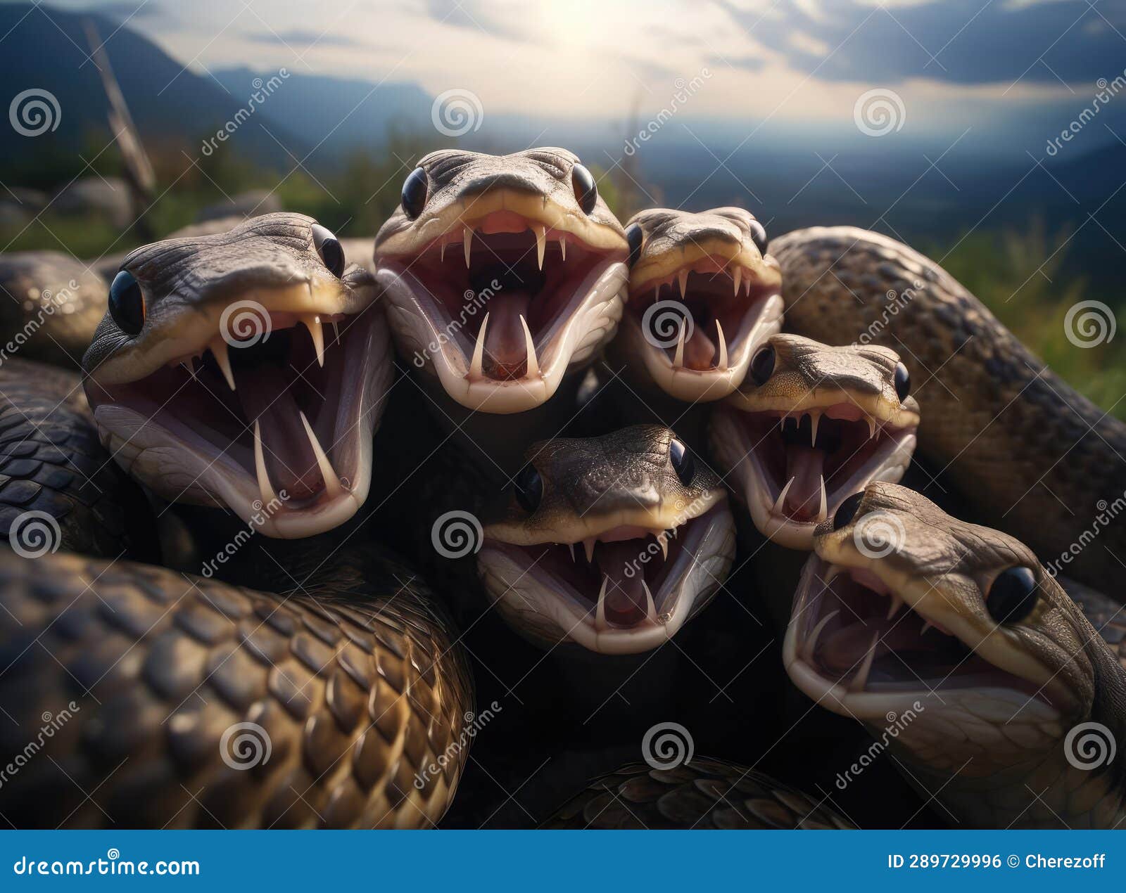 A Group of Snakes Looking at the Camera Stock Illustration ...