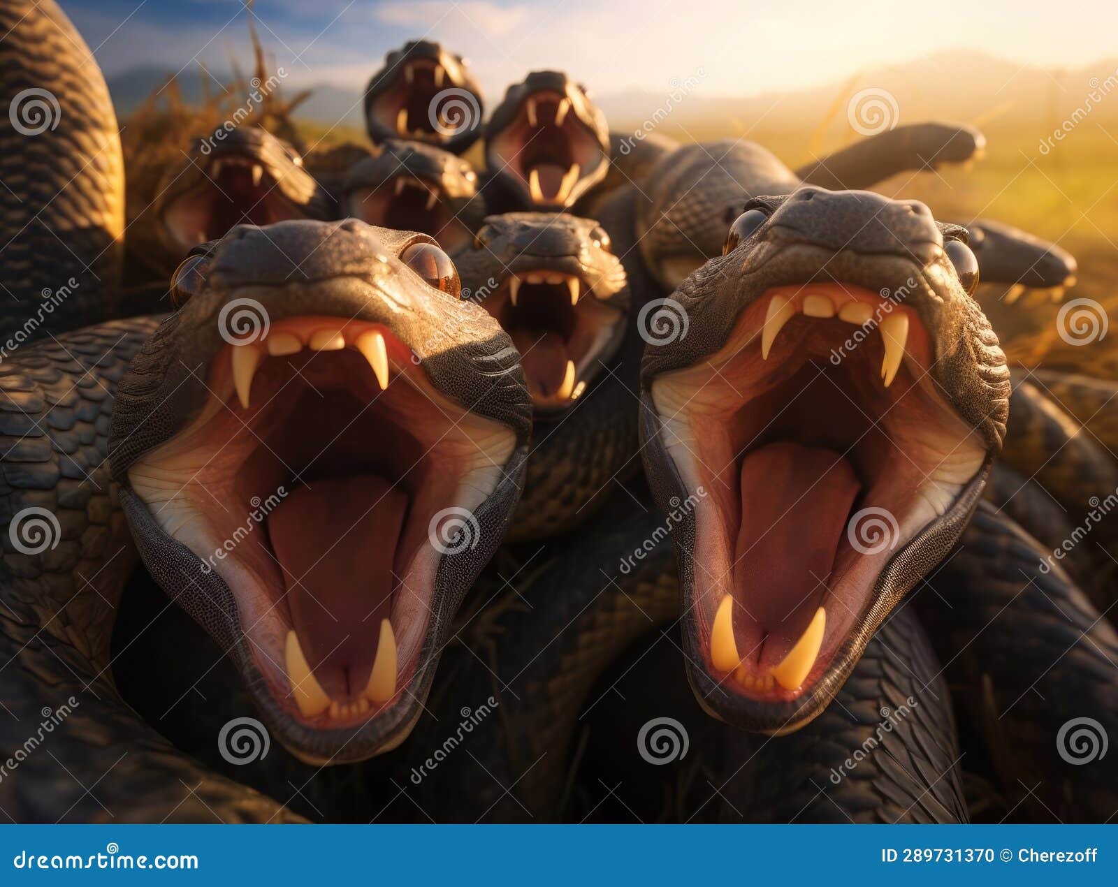 A Group of Snakes Looking at the Camera Stock Illustration ...