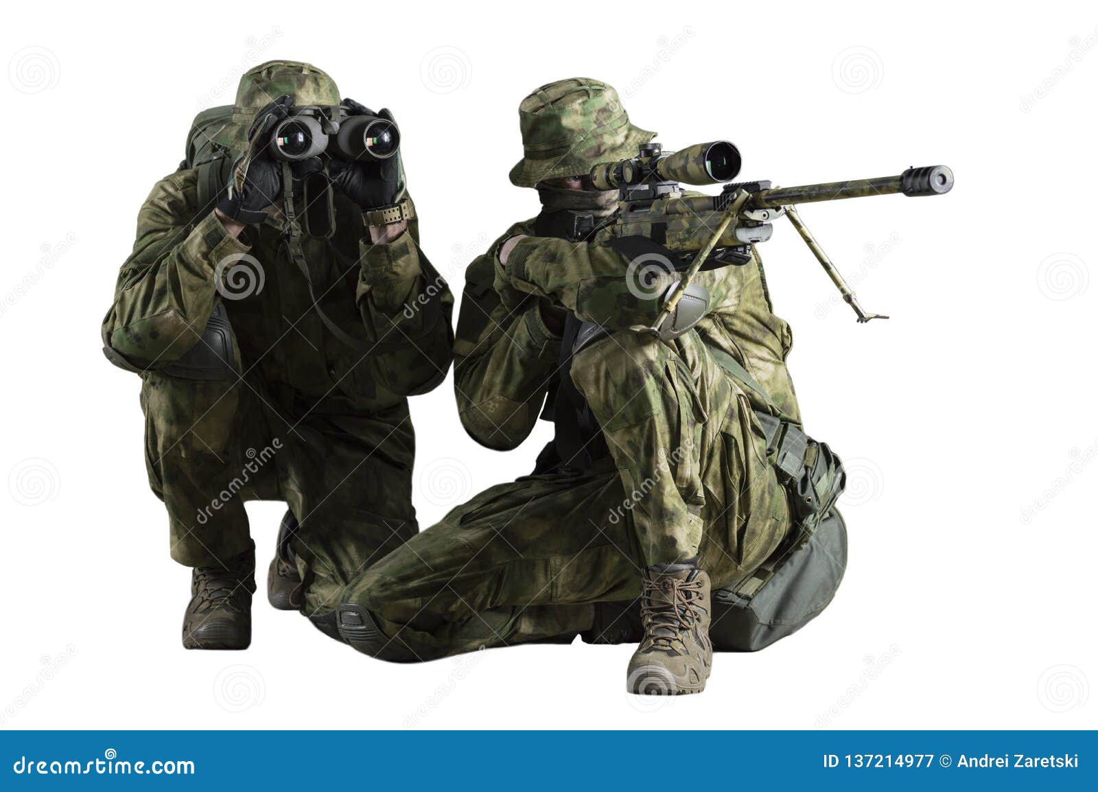 Group of Snipers with a Night Vision Device Tracks the Target Stock ...