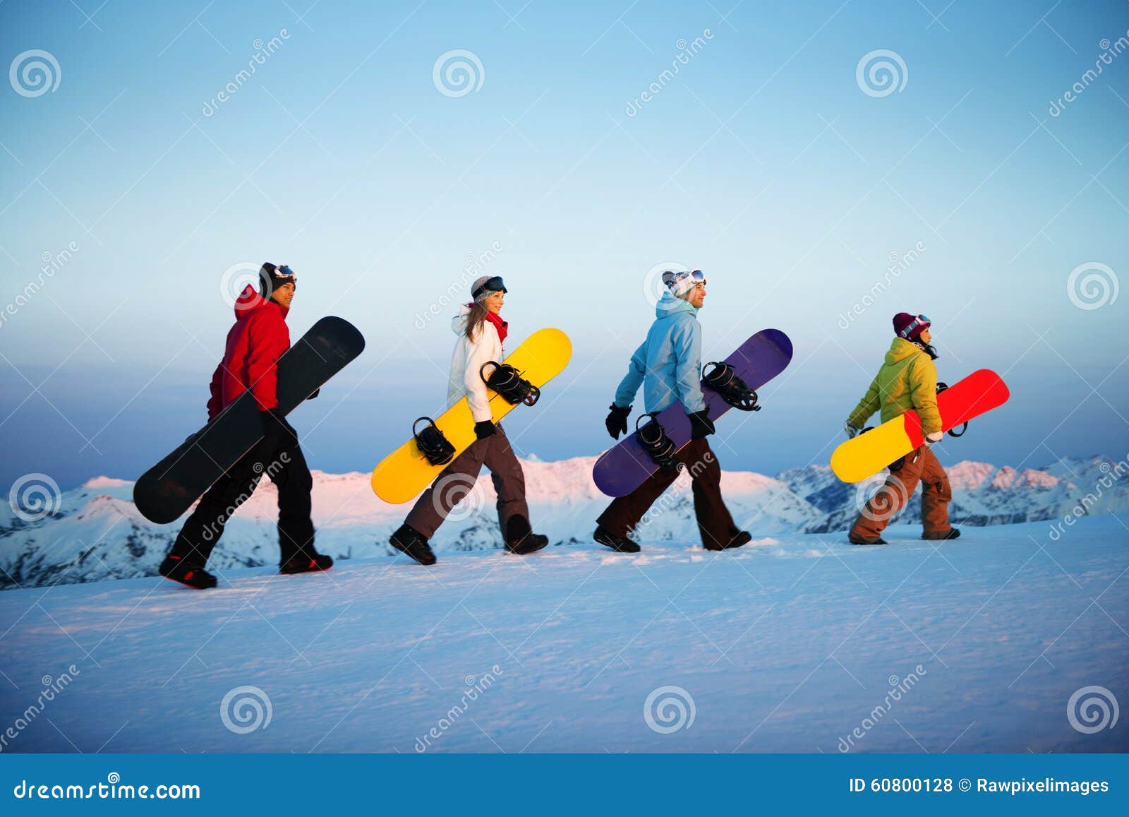 Group Of Snowboarders Extreme Skiing Concept Stock Photo - Image of ...