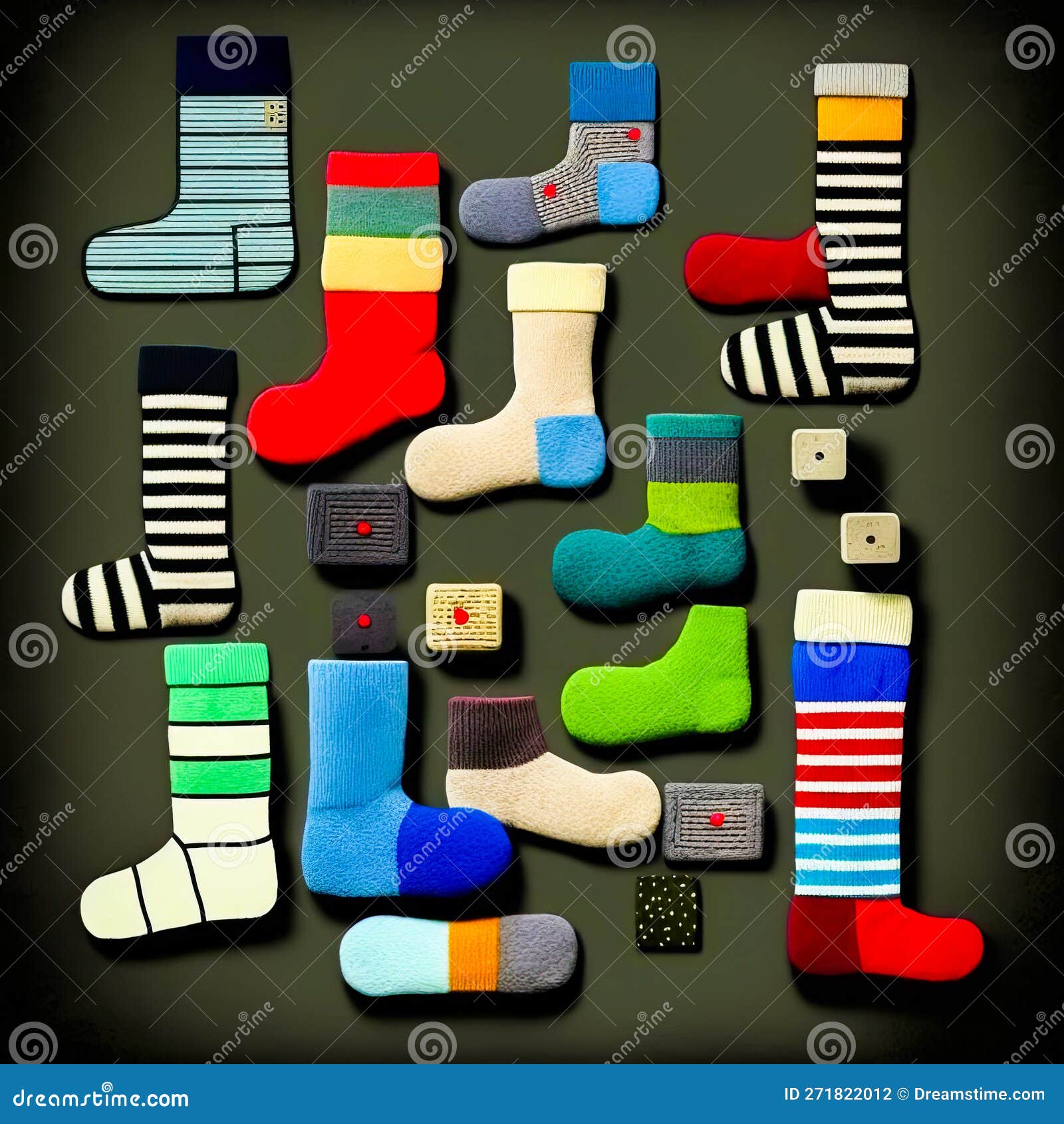 Group of Socks with Different Colors and Designs. Generative AI Stock ...