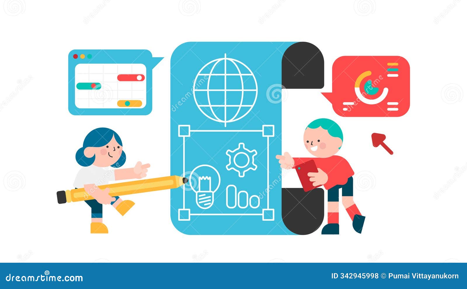 A Group Of Software Developers Vector Illustration Isolated On White