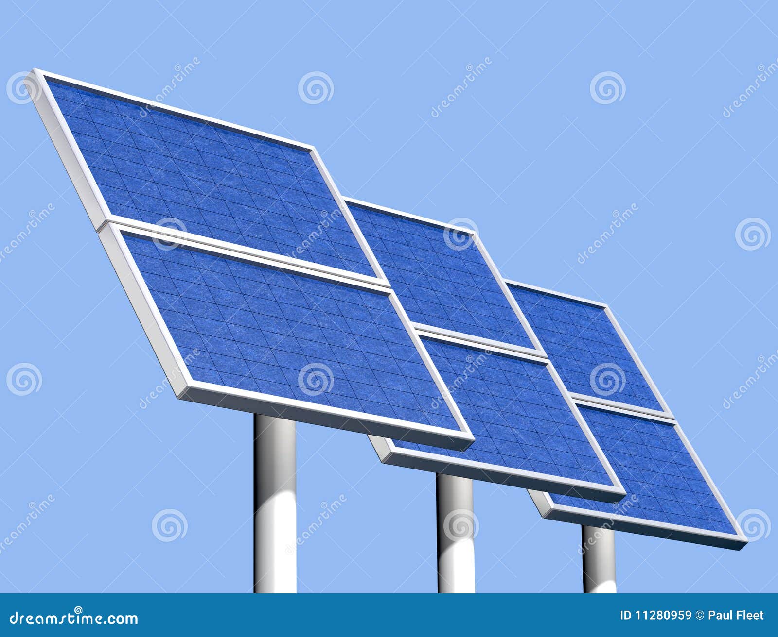 Group of Solar Panels on a Clear Sunny Day Stock Illustration ...