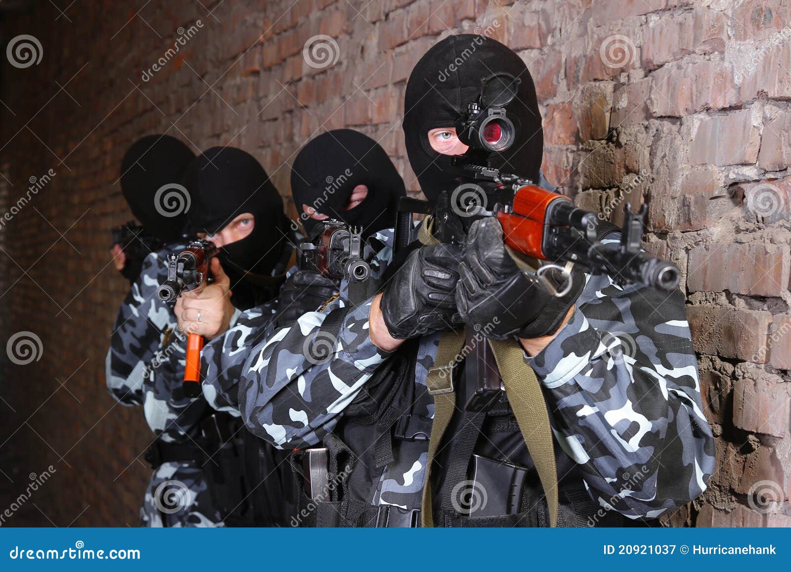 Group Of Soldiers In Black Masks With Guns Royalty Free Stock ...