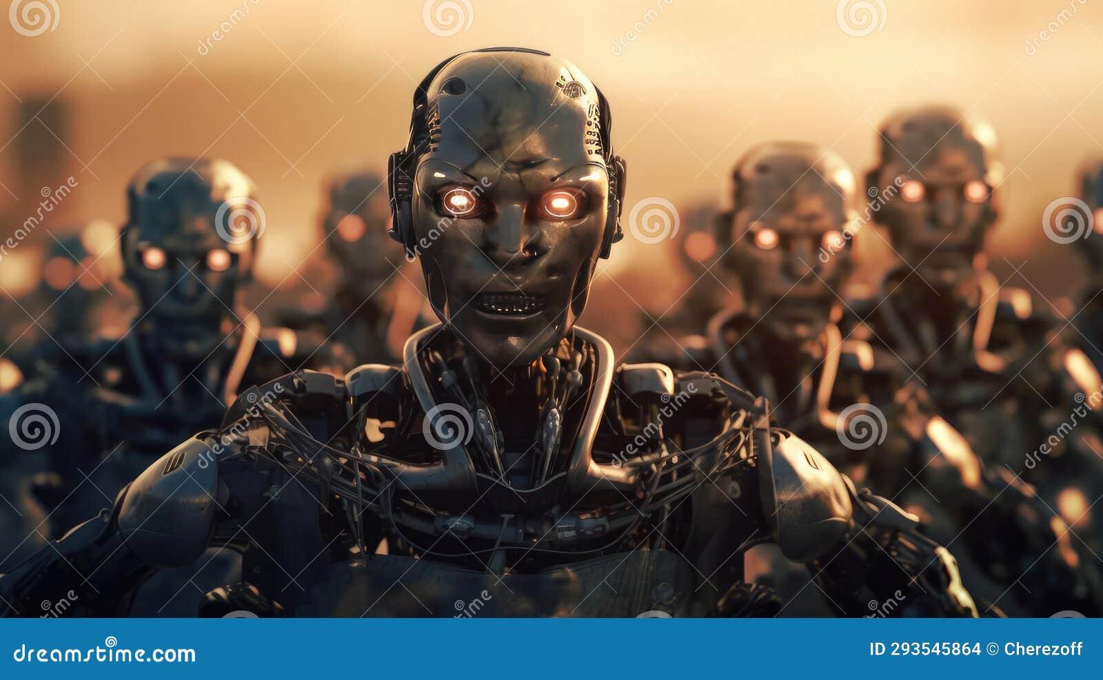 Group of Combat Robots Soldiers Stock Illustration - Illustration of ...