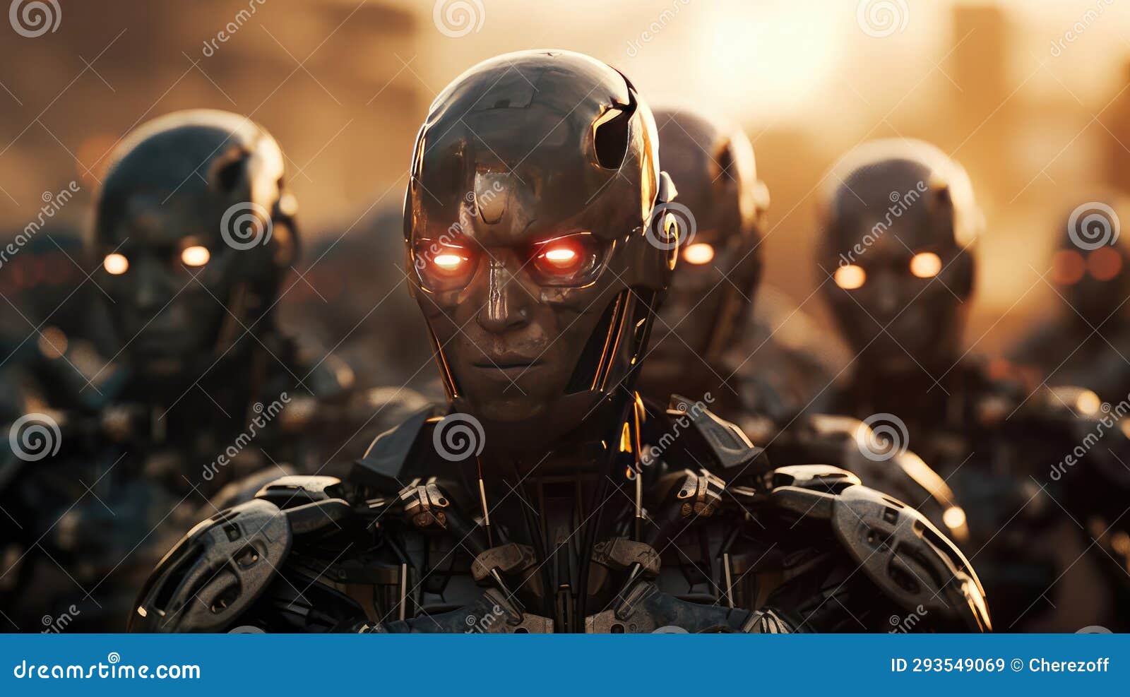 Group of Combat Robots Soldiers Stock Illustration - Illustration of ...