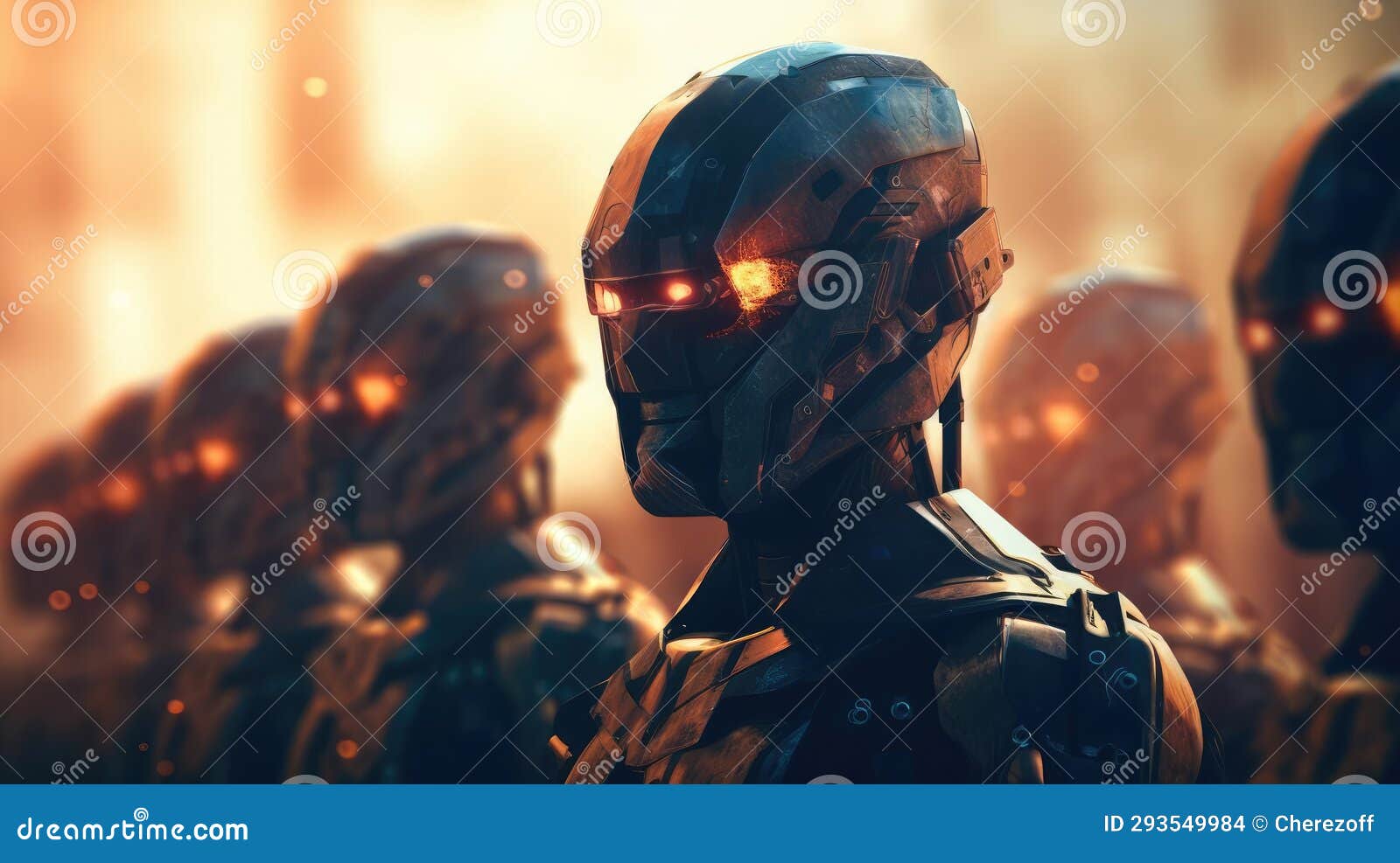 Group of Combat Robots Soldiers Stock Illustration - Illustration of ...
