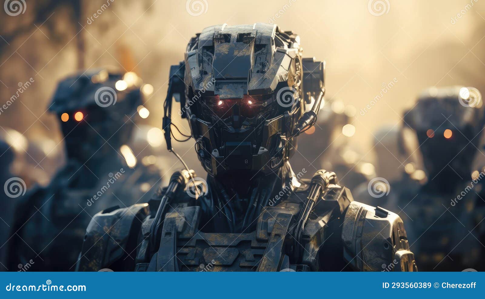 Group of Combat Robots Soldiers Stock Illustration - Illustration of ...