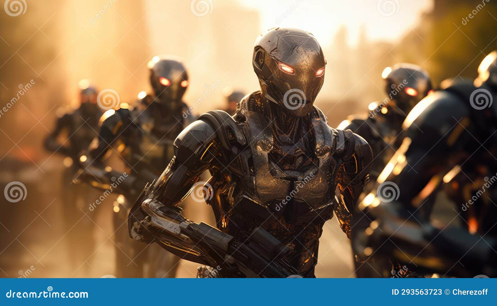 Group of Combat Robots Soldiers Stock Illustration - Illustration of ...