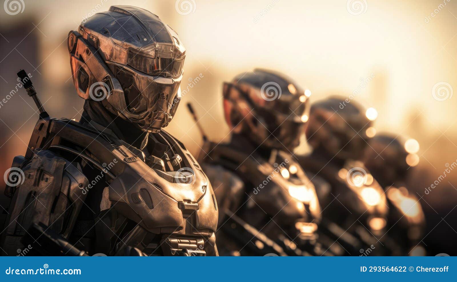 Group of Combat Robots Soldiers Stock Illustration - Illustration of ...