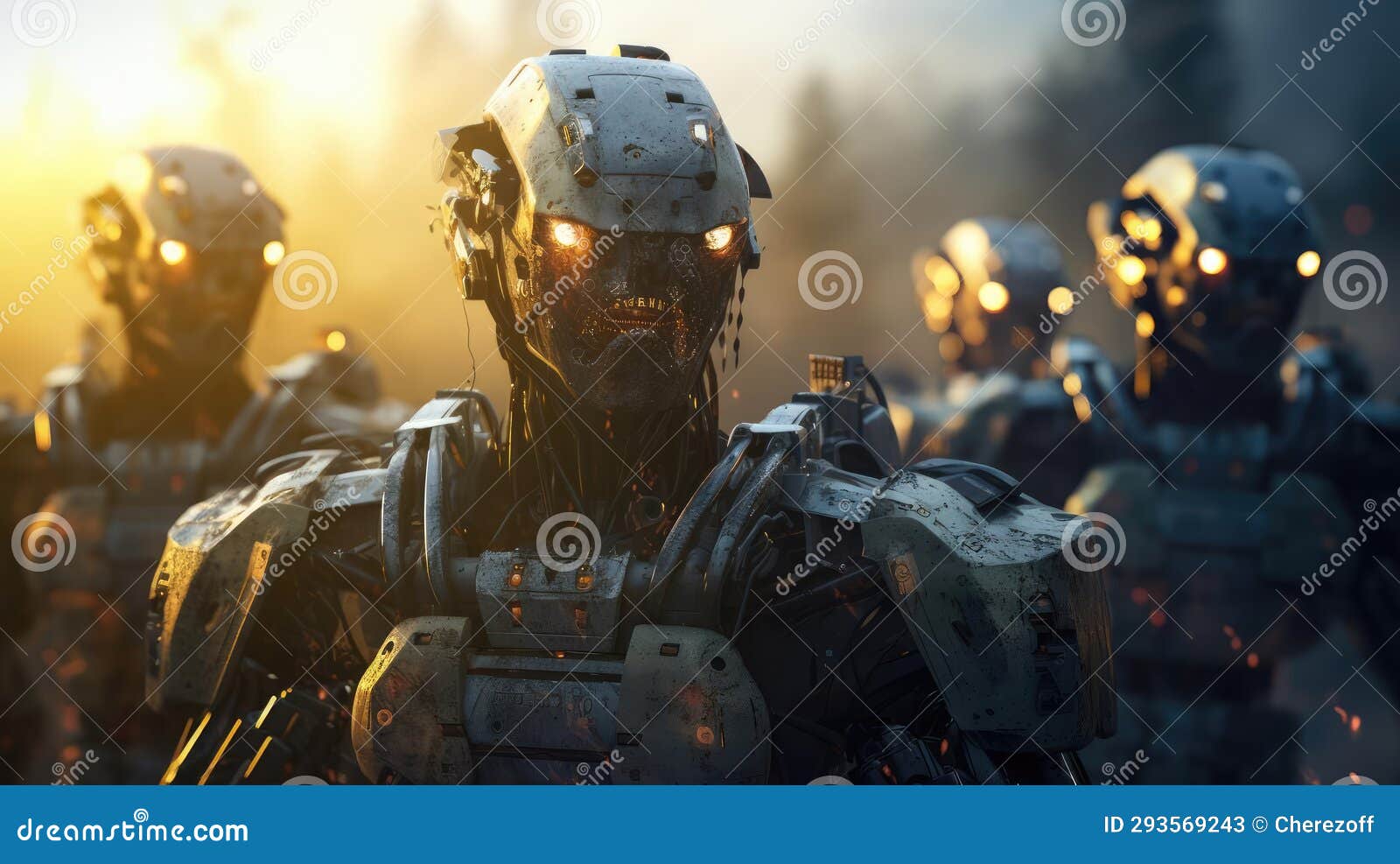 Group of Combat Robots Soldiers Stock Illustration - Illustration of ...