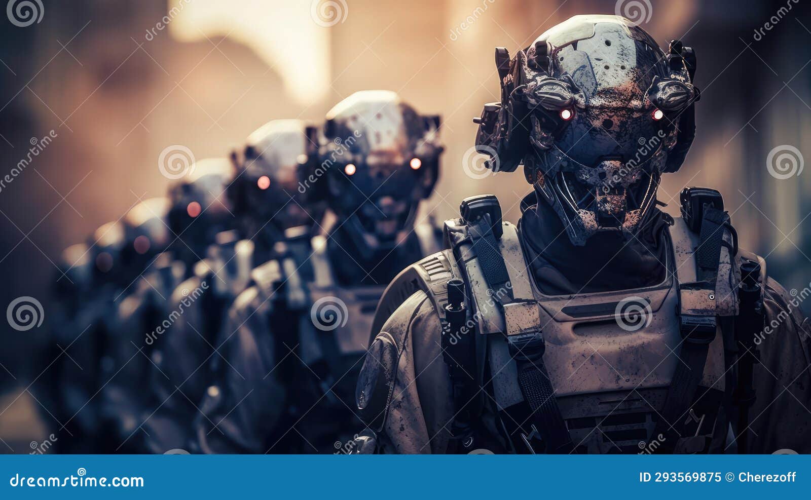 Group of Combat Robots Soldiers Stock Illustration - Illustration of ...