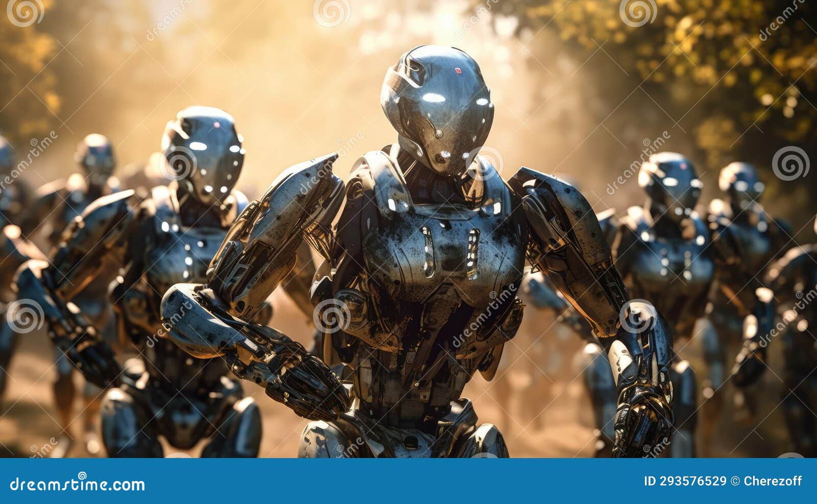 Group of Combat Robots Soldiers Stock Illustration - Illustration of ...