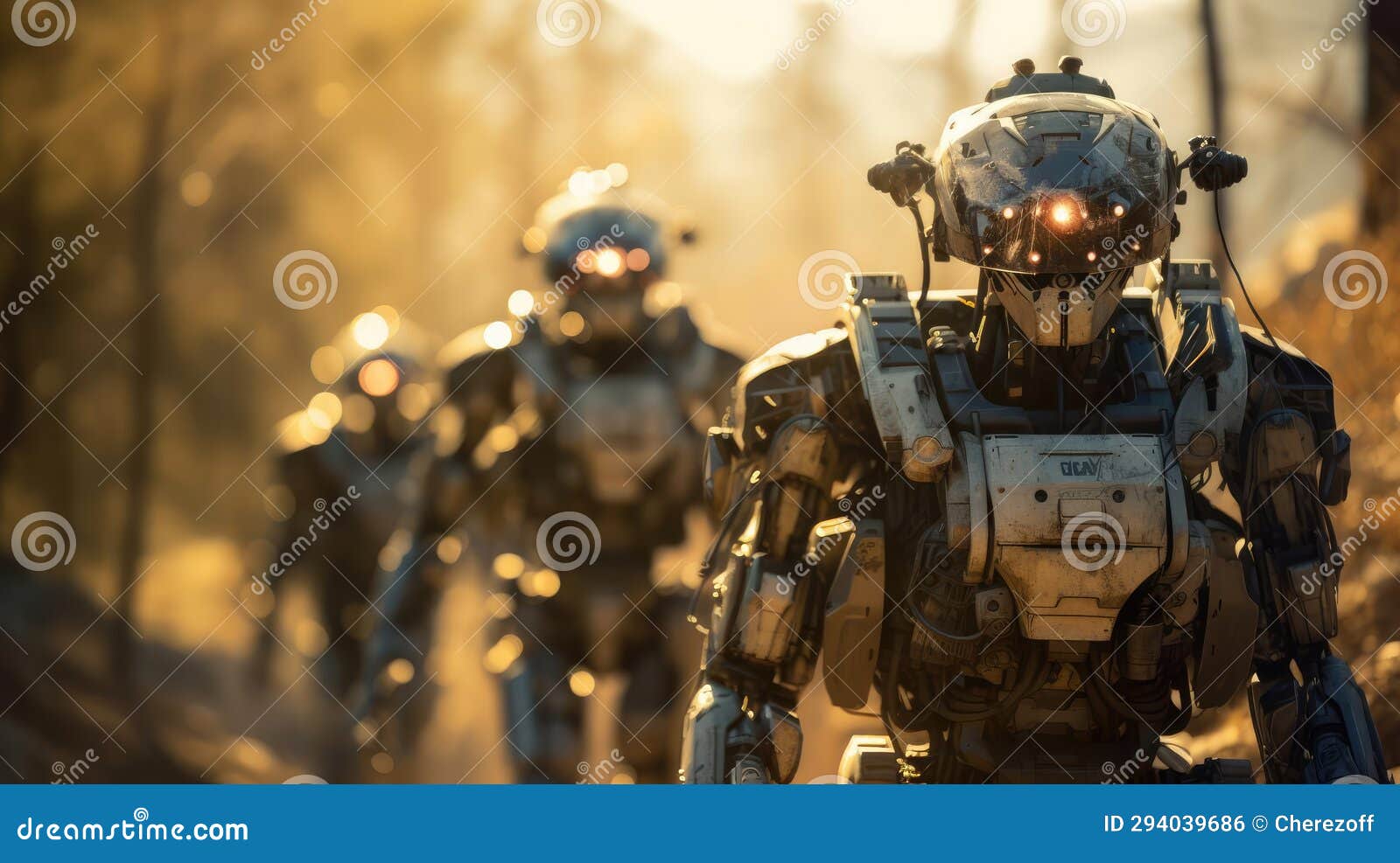 Group of Combat Robots Soldiers Stock Photo - Image of force, armed ...