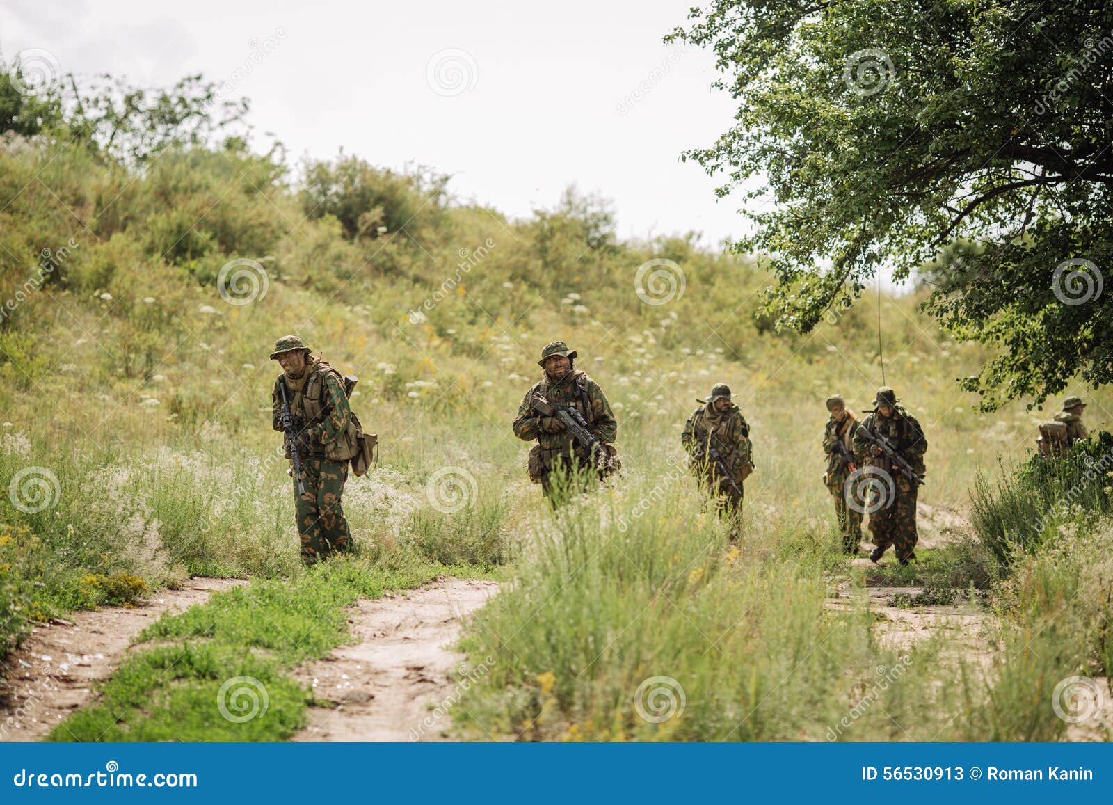 Group of Soldiers Special Forces during the Raid in the Forest Stock ...