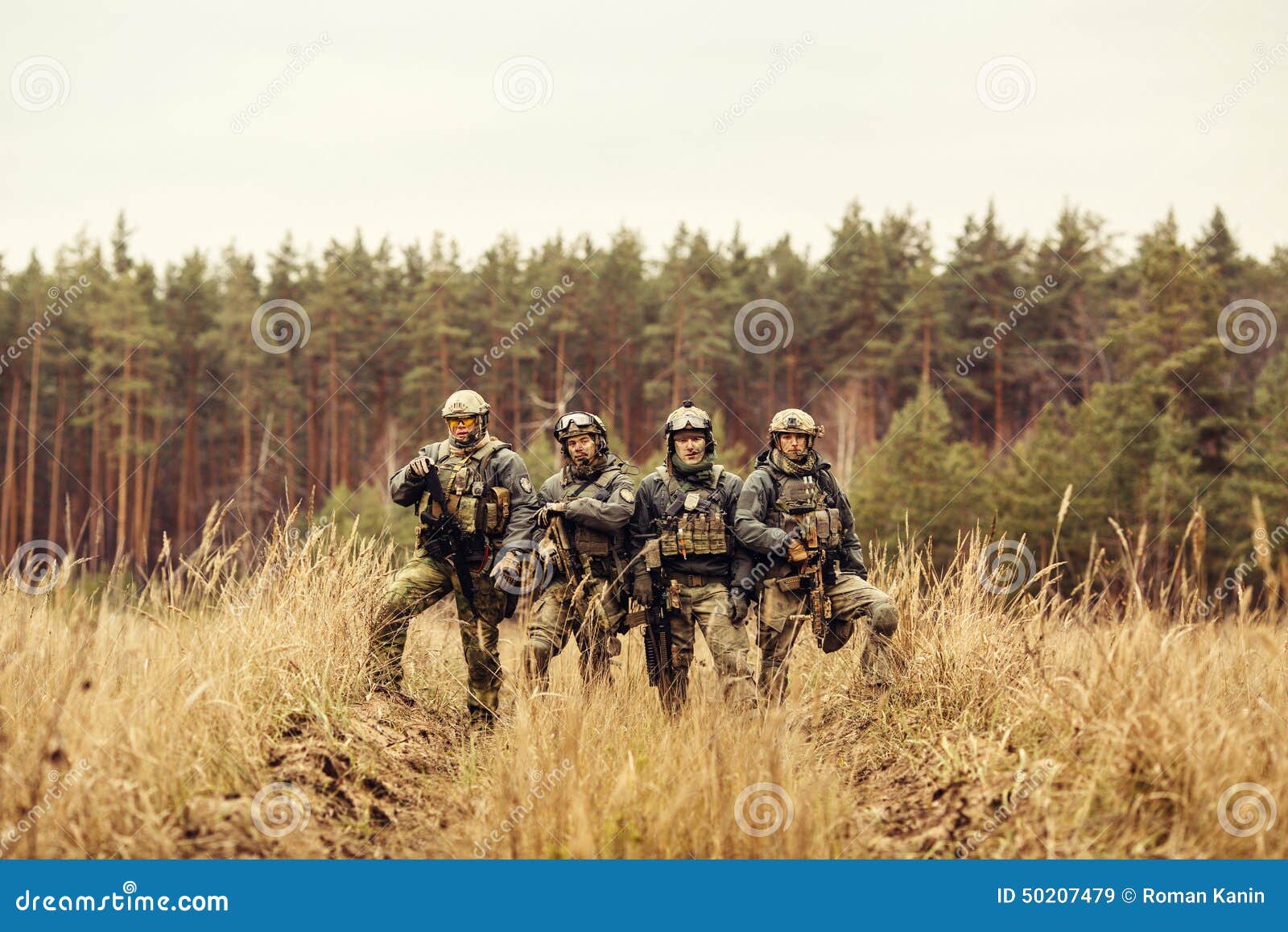 Group of Soldiers Standing with Arms and Looking at the Camera Stock ...