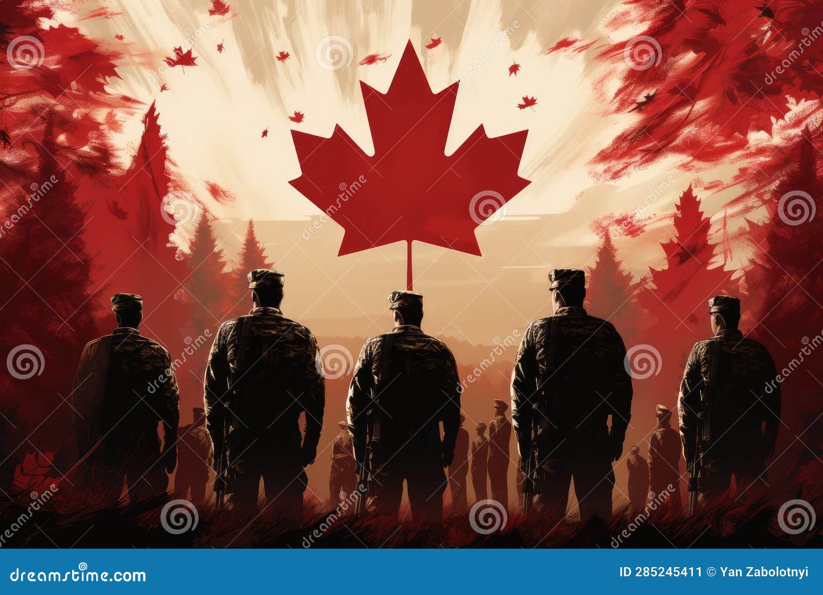Canadian Soldiers Standing Respectfully Celebrate Canada Independence ...