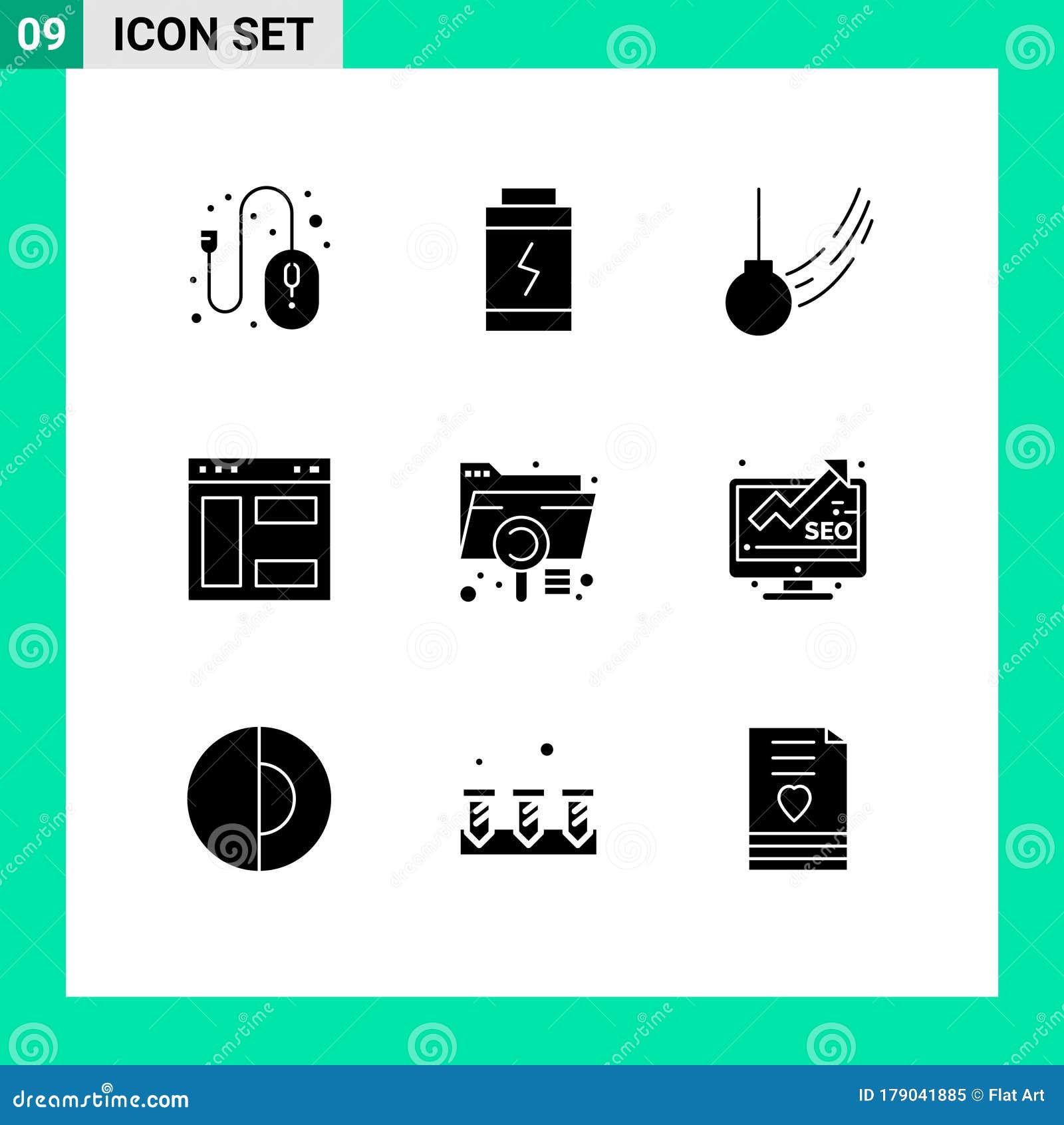 Group of 9 Solid Glyphs Signs and Symbols for Data, Website, Swing ...