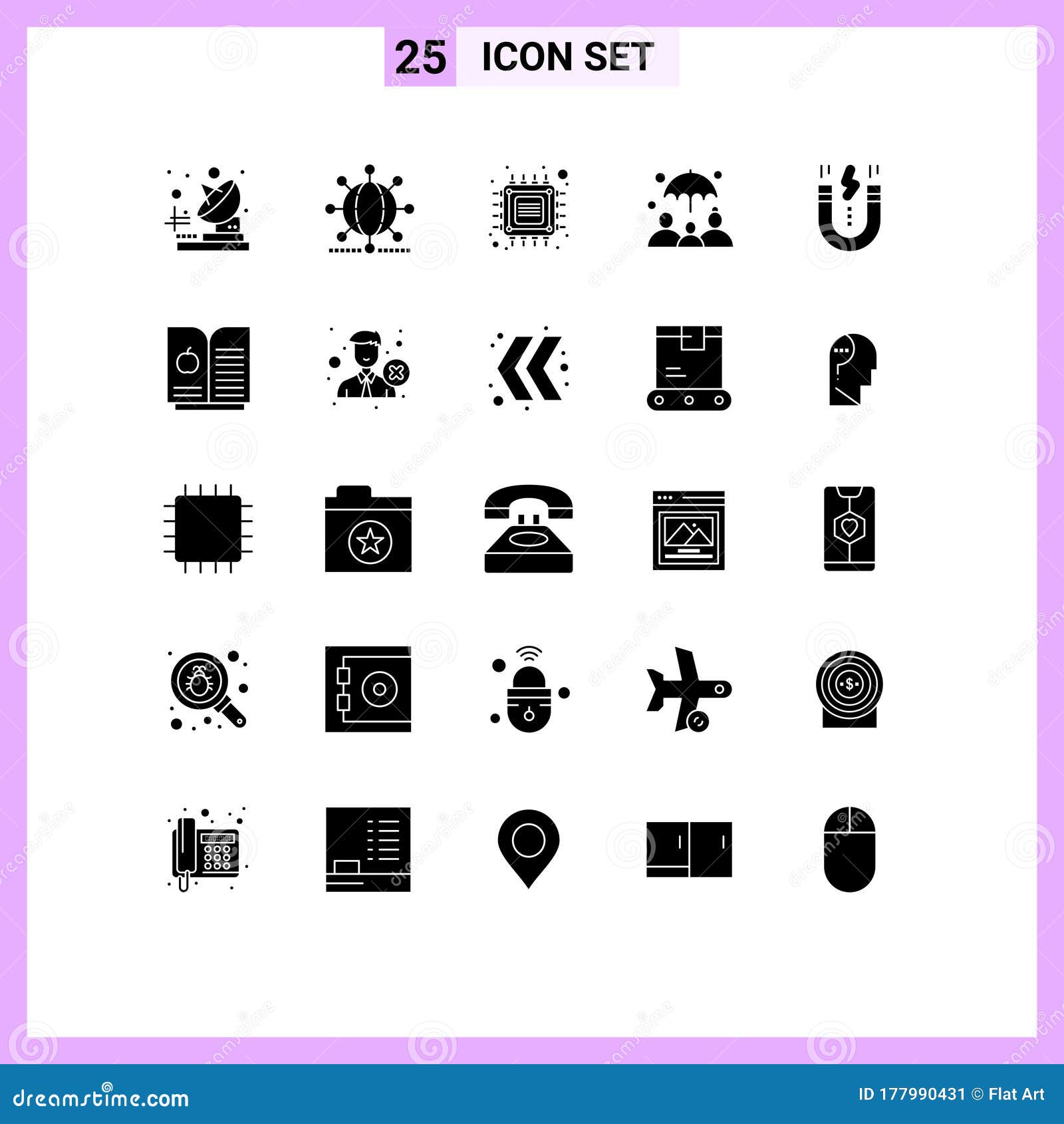 Group of 25 Solid Glyphs Signs and Symbols for Design, Life Insurance ...
