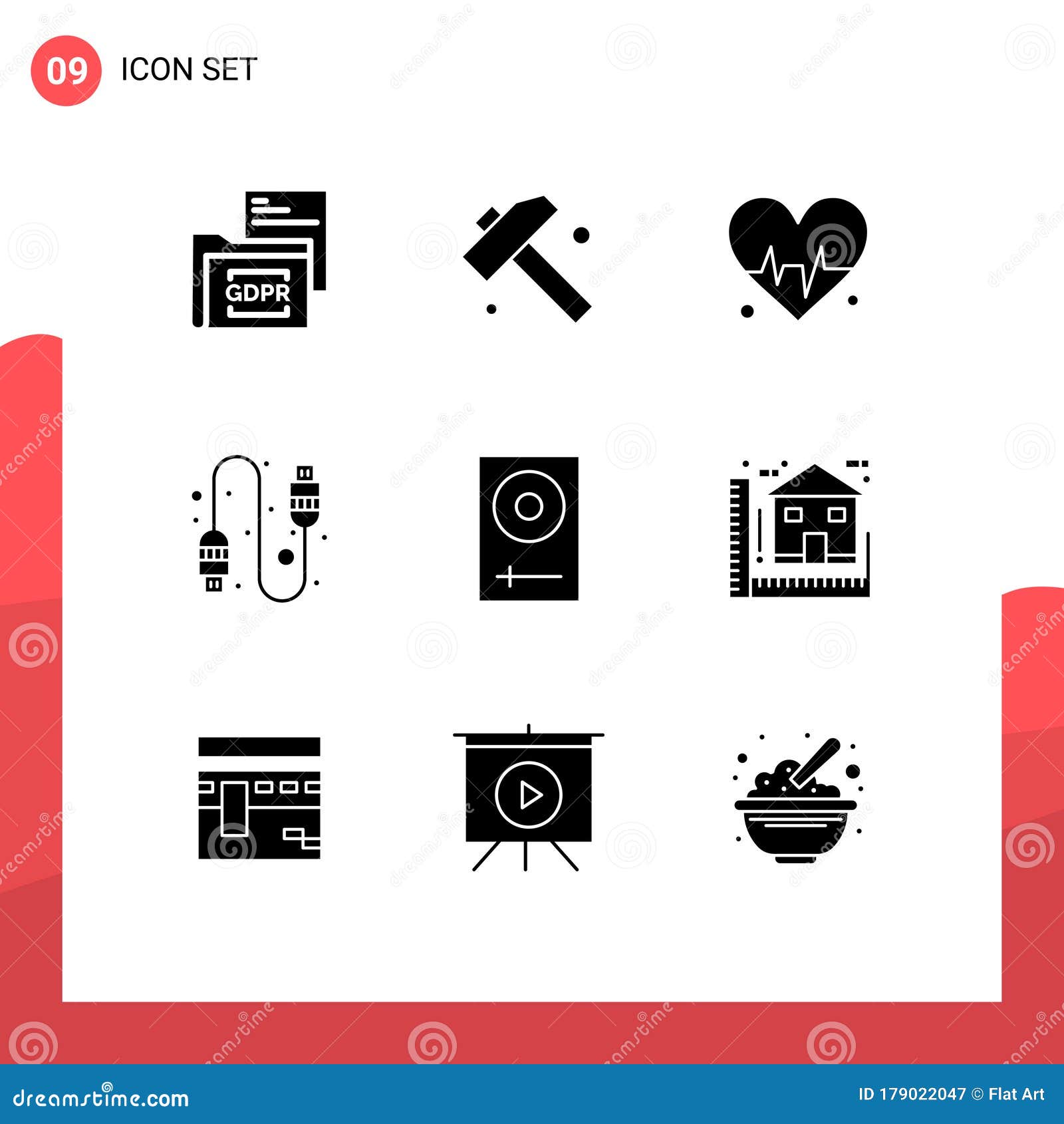 Group of 9 Solid Glyphs Signs and Symbols for Electronics, Devices ...