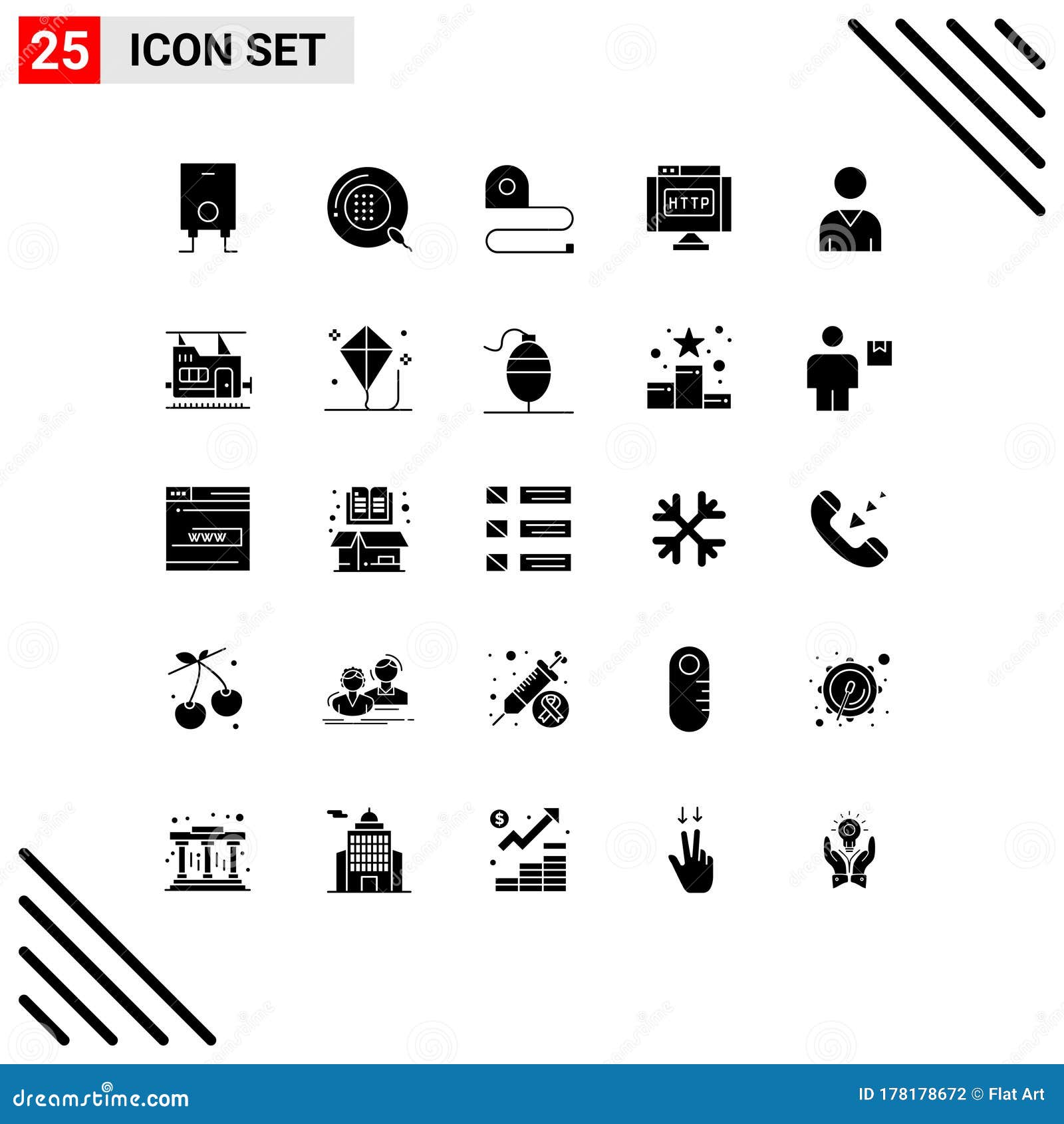 Group of 25 Solid Glyphs Signs and Symbols for Interface, Link ...