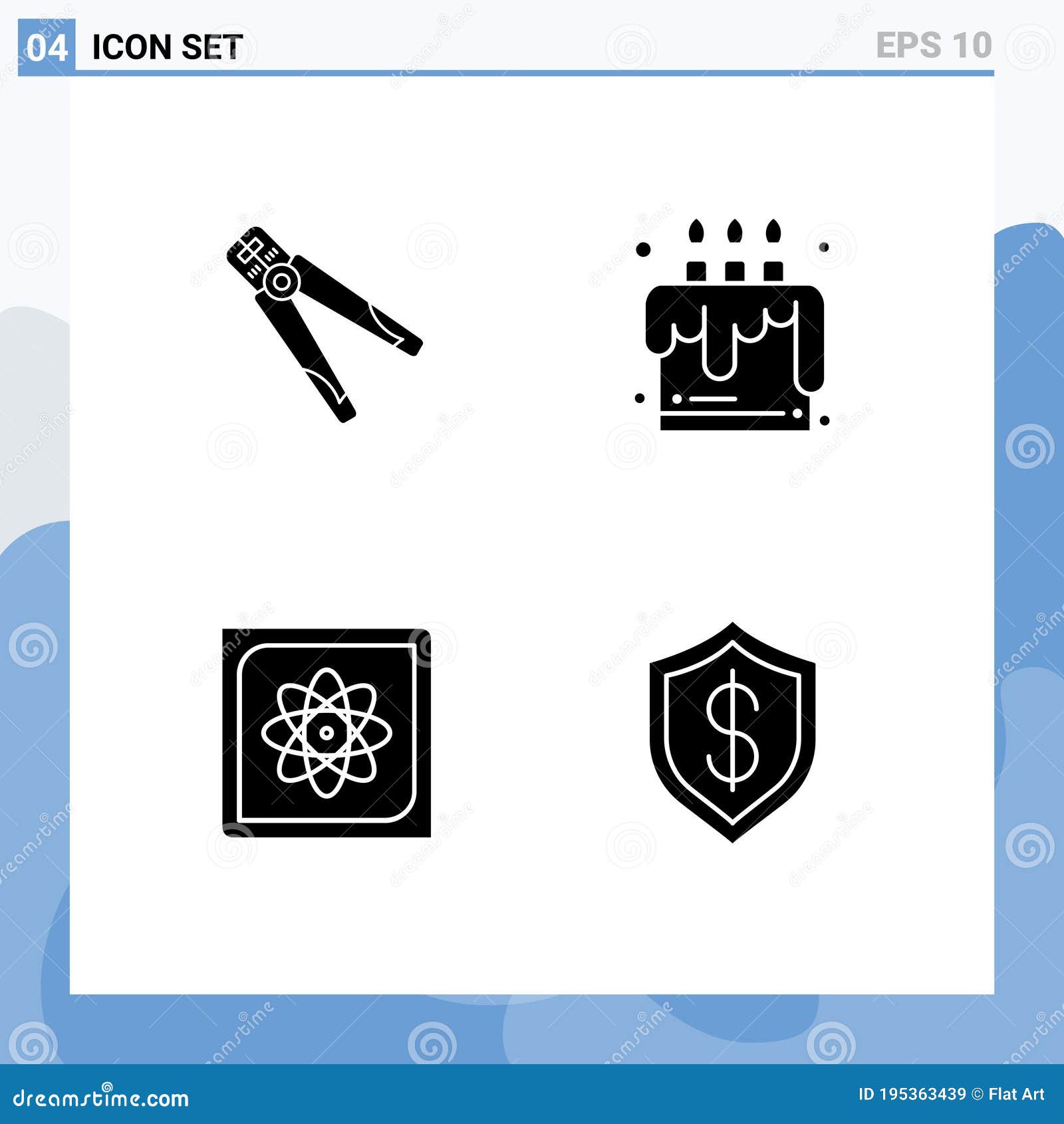 Group Of 4 Solid Glyphs Signs And Symbols For Plier, Party, Crimping ...