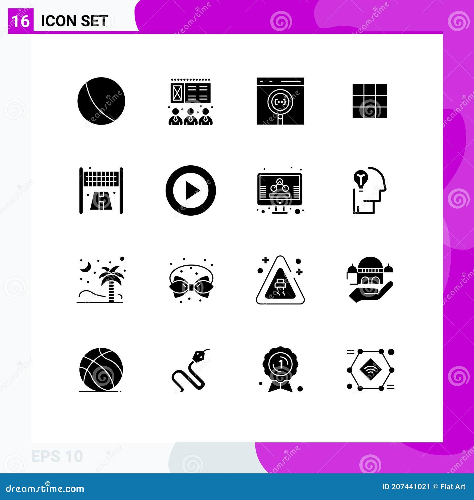 Group of 16 Solid Glyphs Signs and Symbols for Sport, Finish, Coding ...