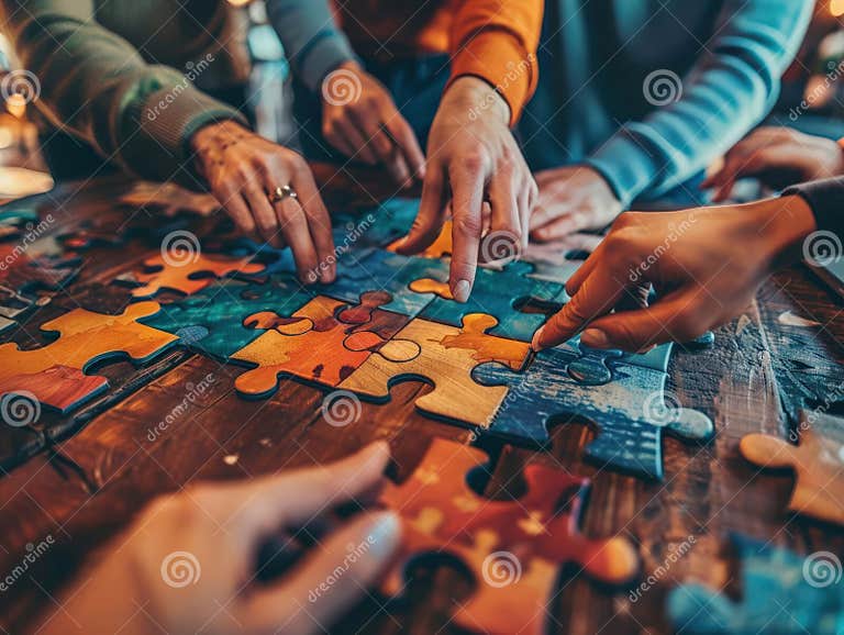 Group Solving a Puzzle Together, Symbolizing Problemsolving and ...