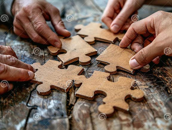Group Solving a Puzzle Together, Symbolizing Problemsolving and ...
