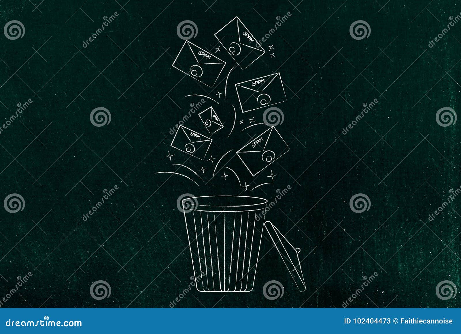 Group of Spam Email Envelopes Falling into the Bin Stock Illustration ...