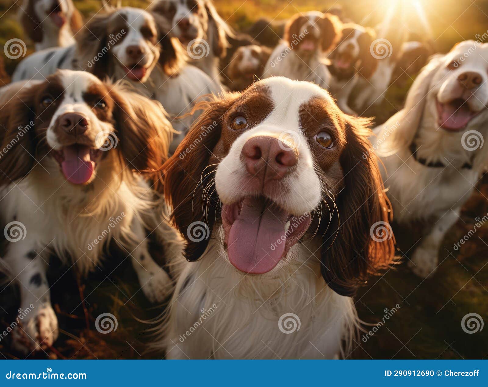 A Group of Spaniels Looking at the Camera Stock Photo - Image of cocker ...