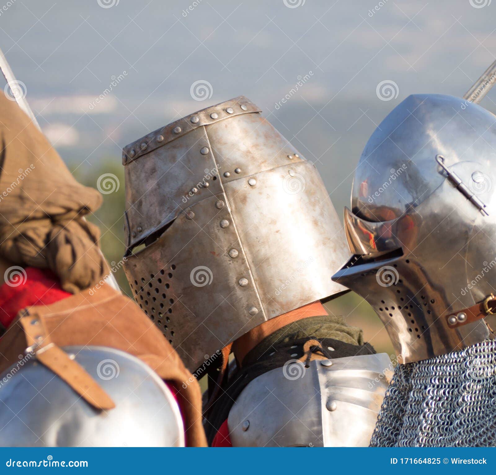 Group of Spanish Medieval Knights with Helmets Getting Ready for a ...
