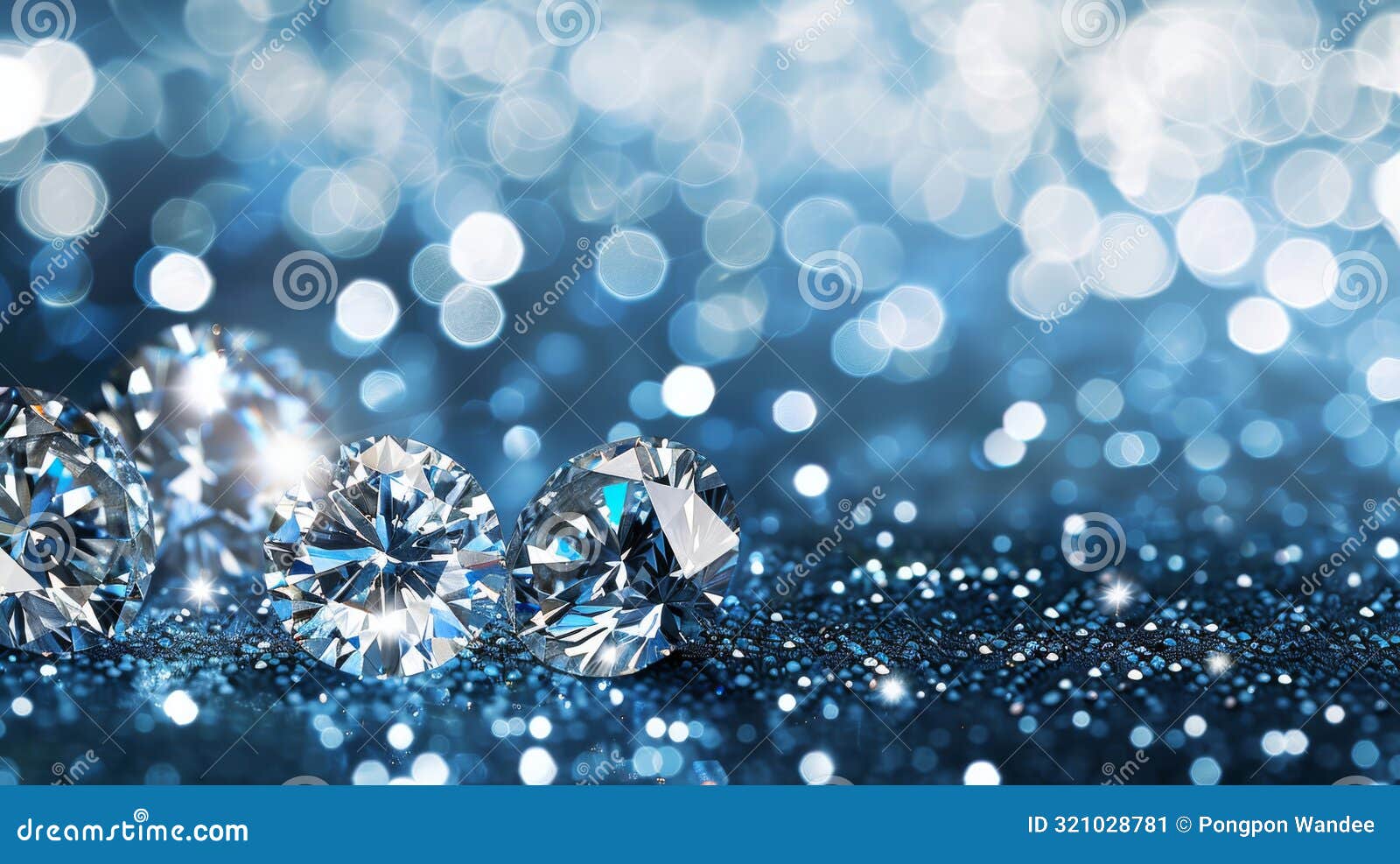 Group of Sparkling Diamonds Scattered on Background with Sparkling ...