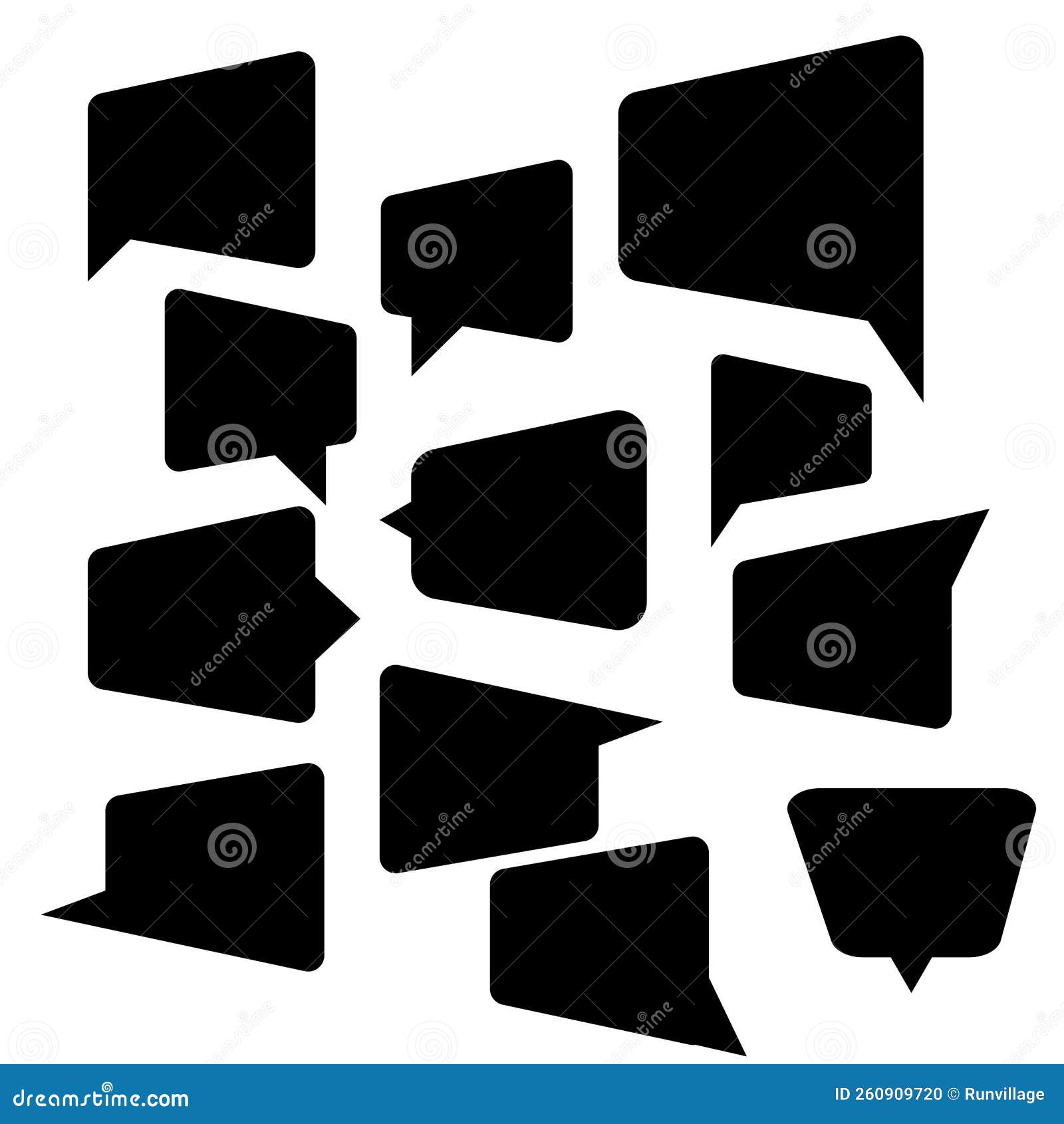 Group of Speech Bubbles with Black Color Stock Vector - Illustration of ...