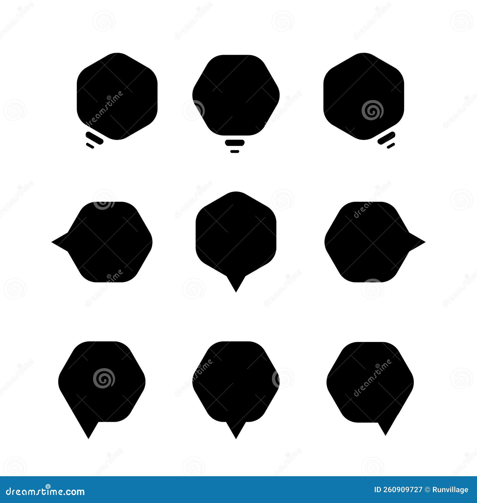 Group of Speech Bubbles with Black Color Stock Vector - Illustration of design, brainstorming ...