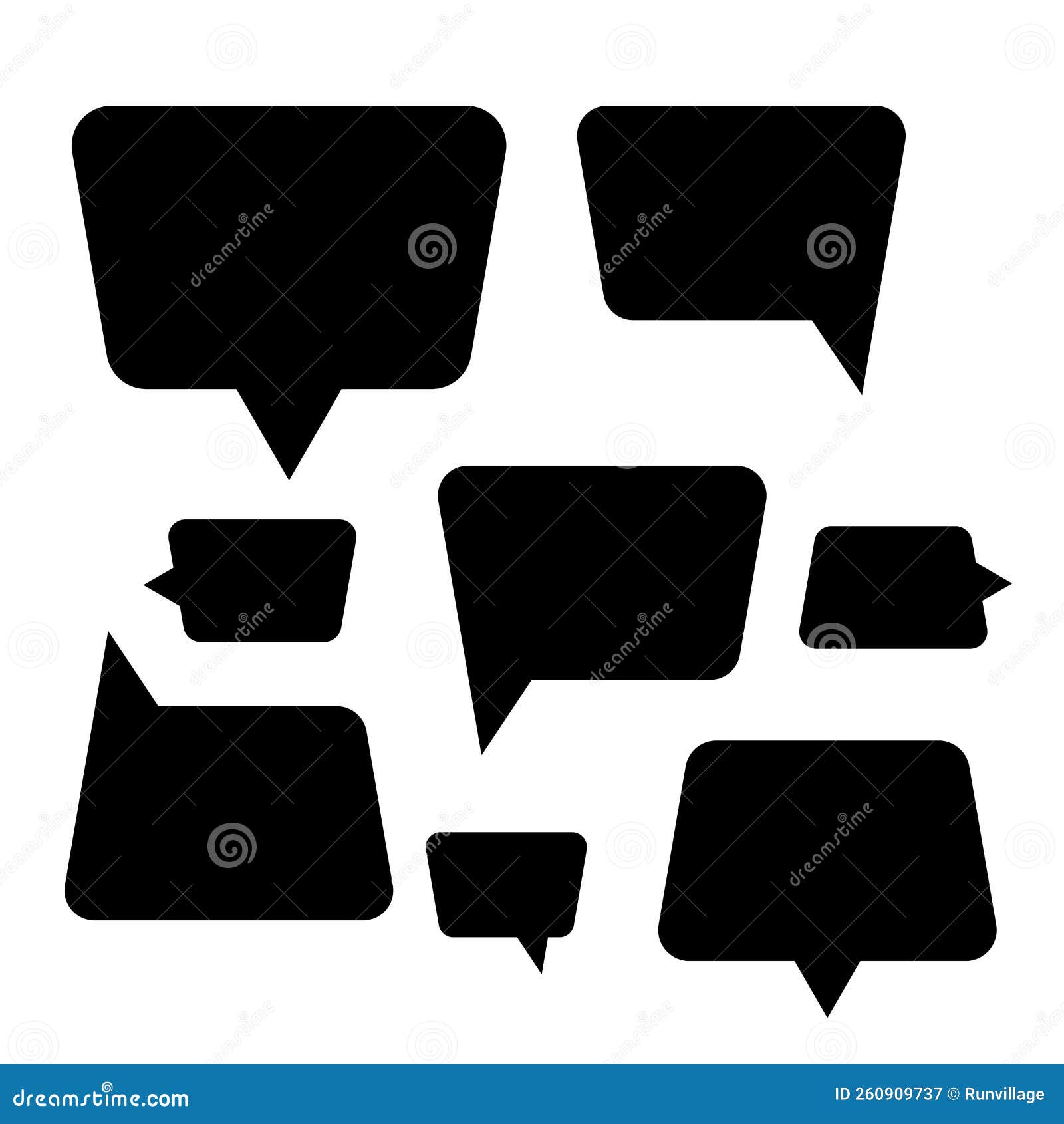 Group of Speech Bubbles with Black Color Stock Vector - Illustration of ...