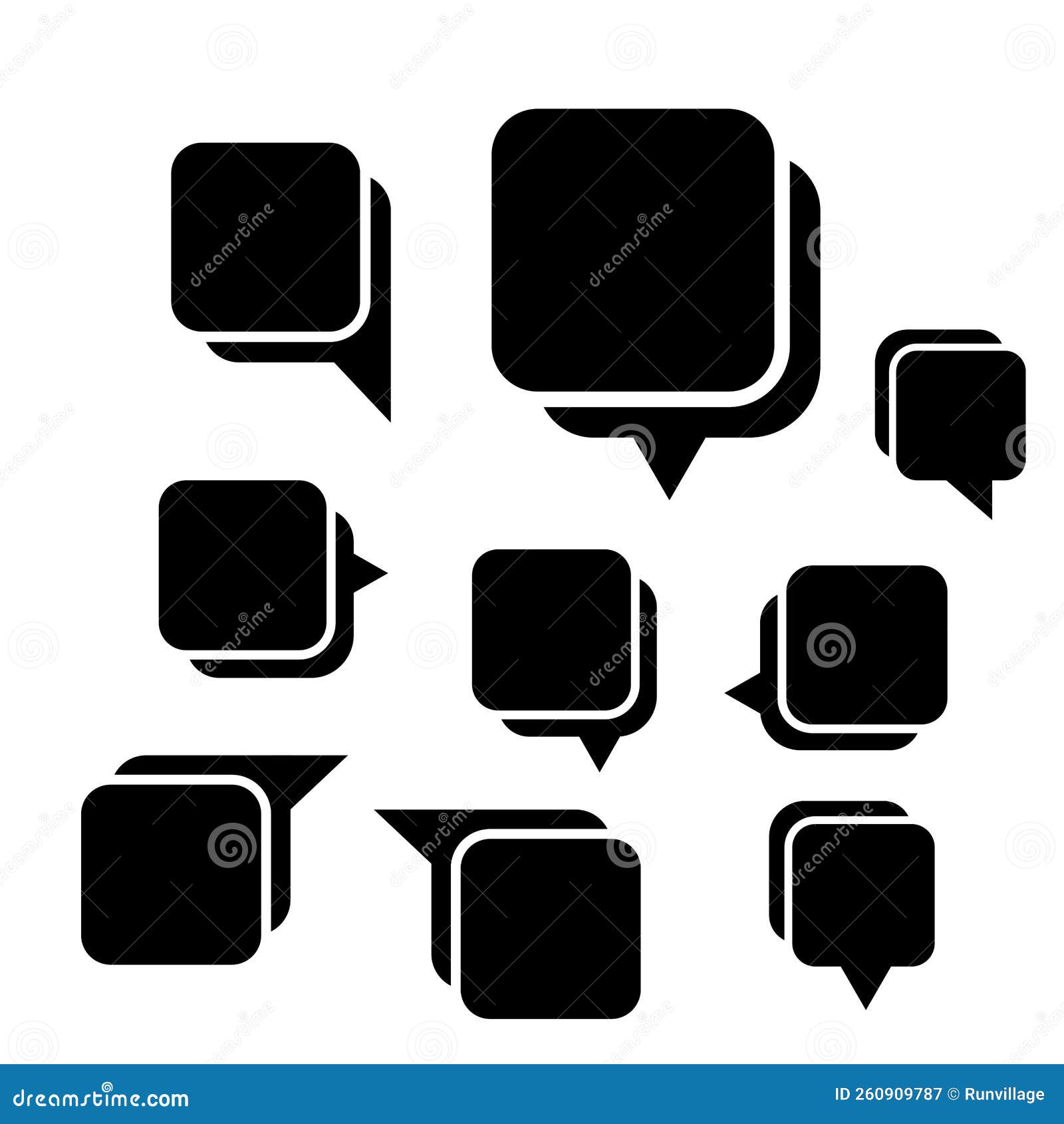 Group of Speech Bubbles with Black Color Stock Vector - Illustration of ...