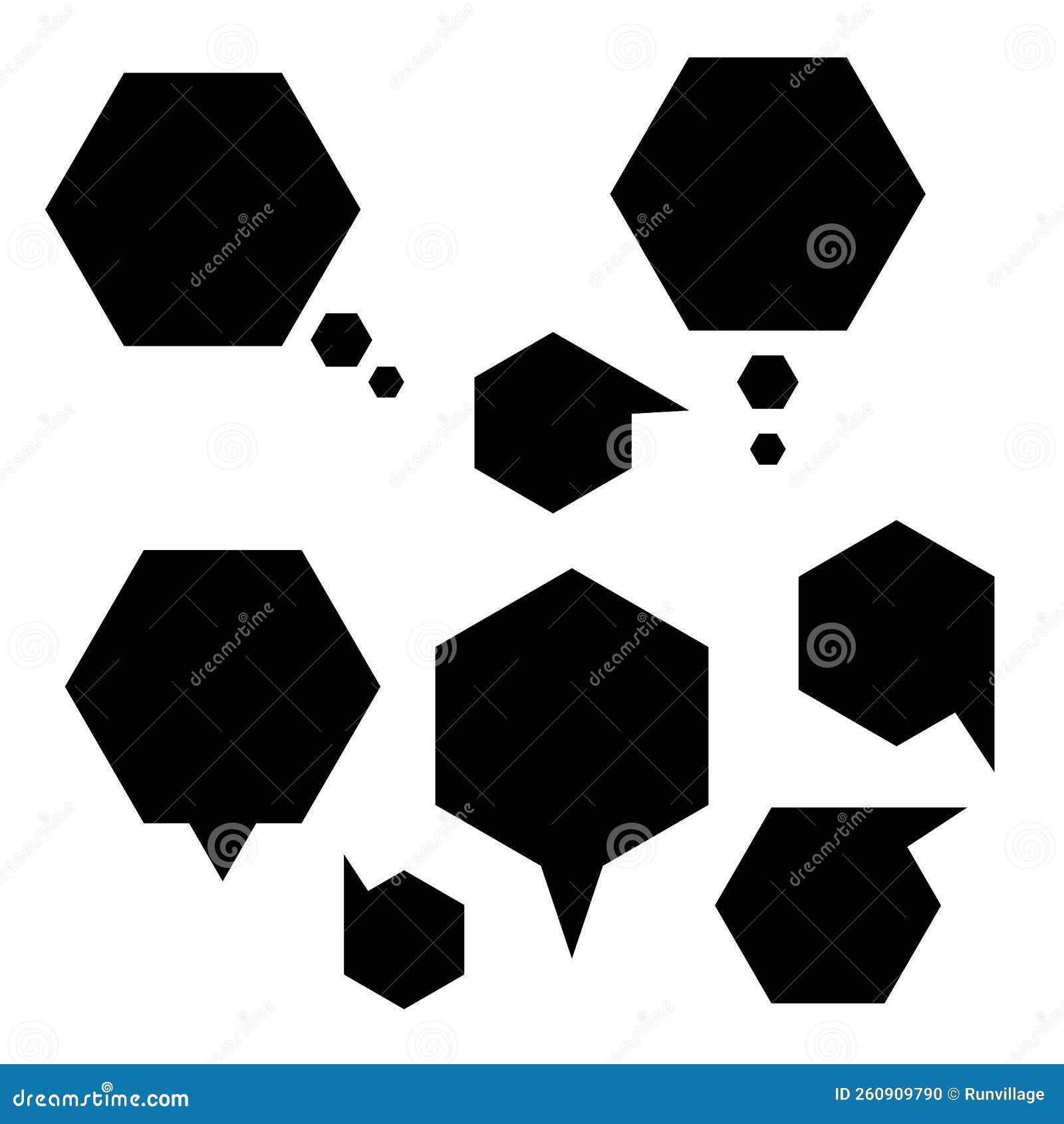 Group of Speech Bubbles with Black Color Stock Vector - Illustration of ...