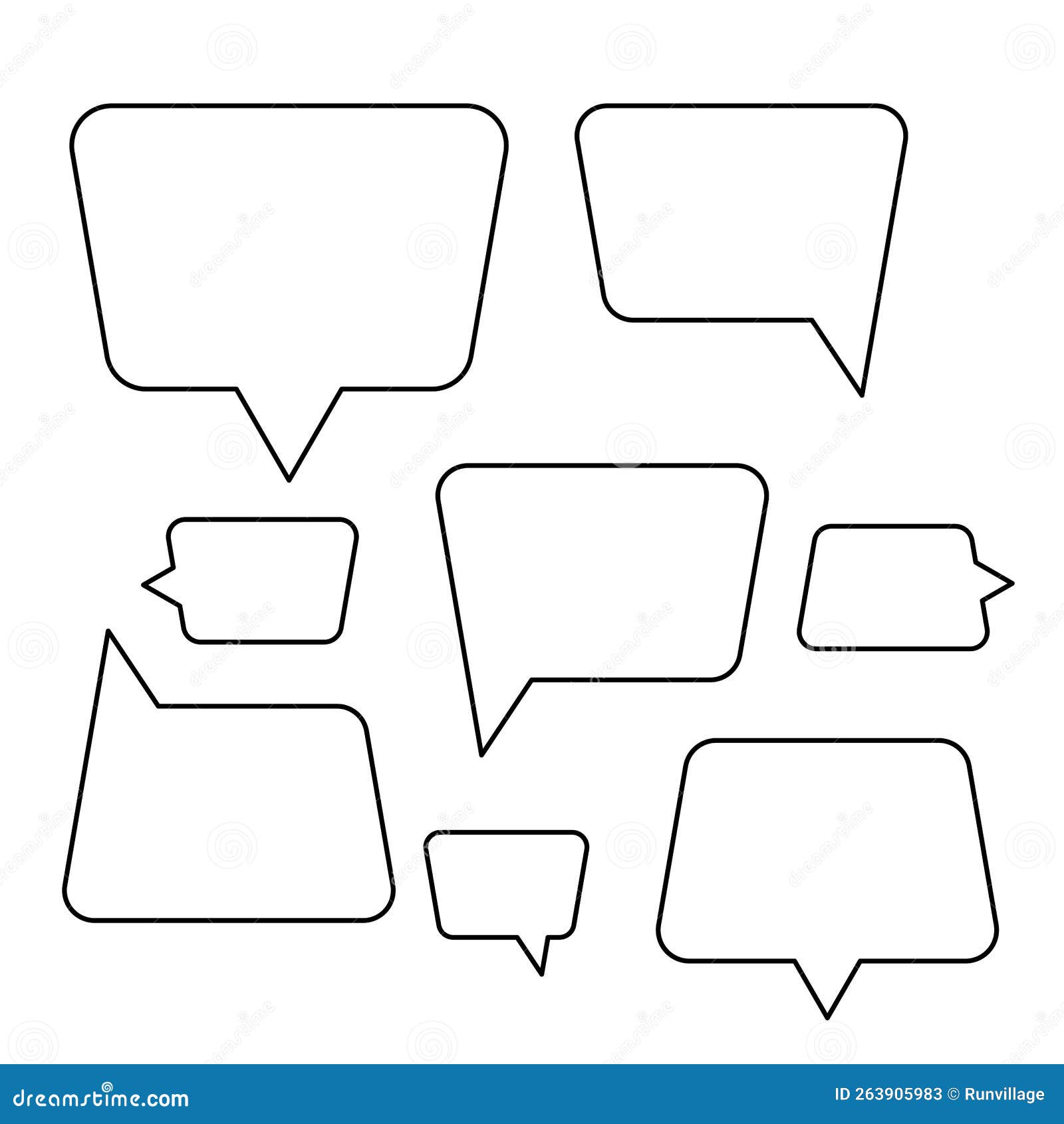 Group of Speech Bubbles with Outline Stroke Stock Vector - Illustration ...