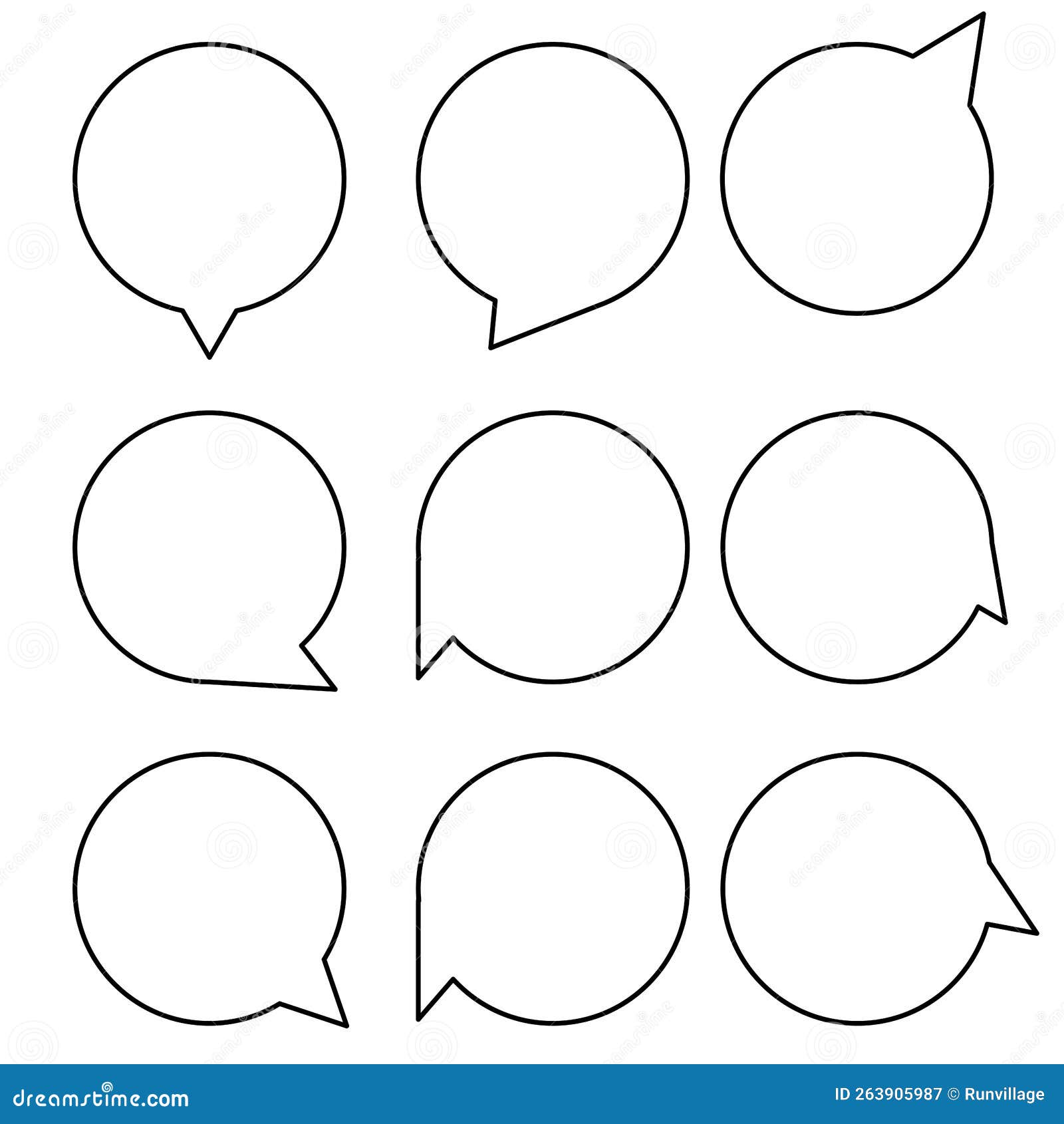 Group of Speech Bubbles with Outline Stroke Stock Vector - Illustration ...
