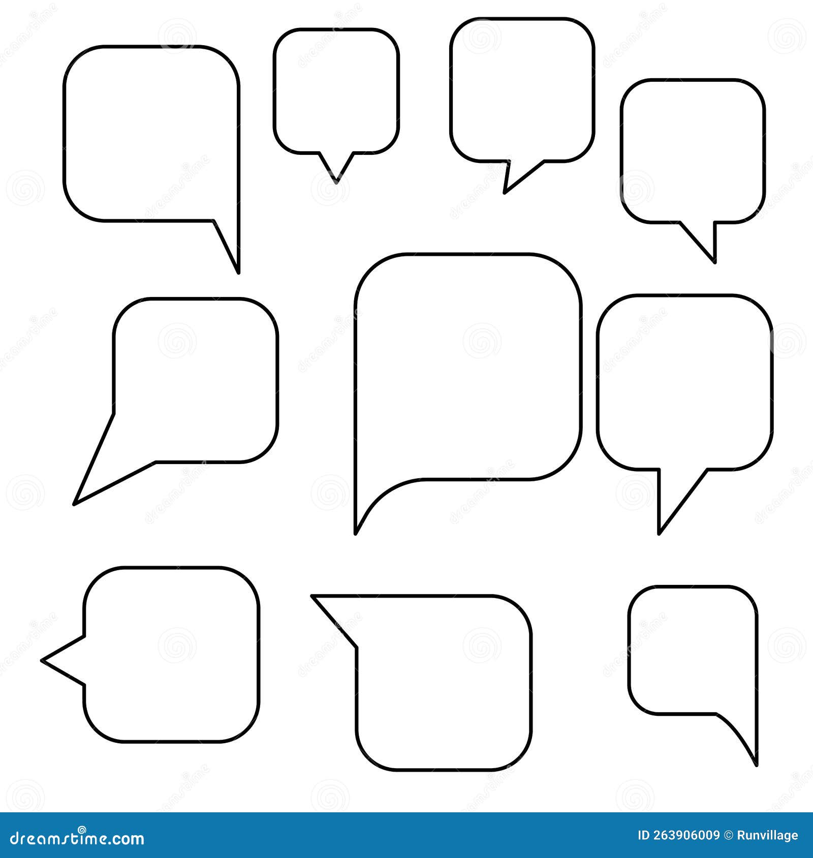 Group of Speech Bubbles with Outline Stroke Stock Vector - Illustration ...
