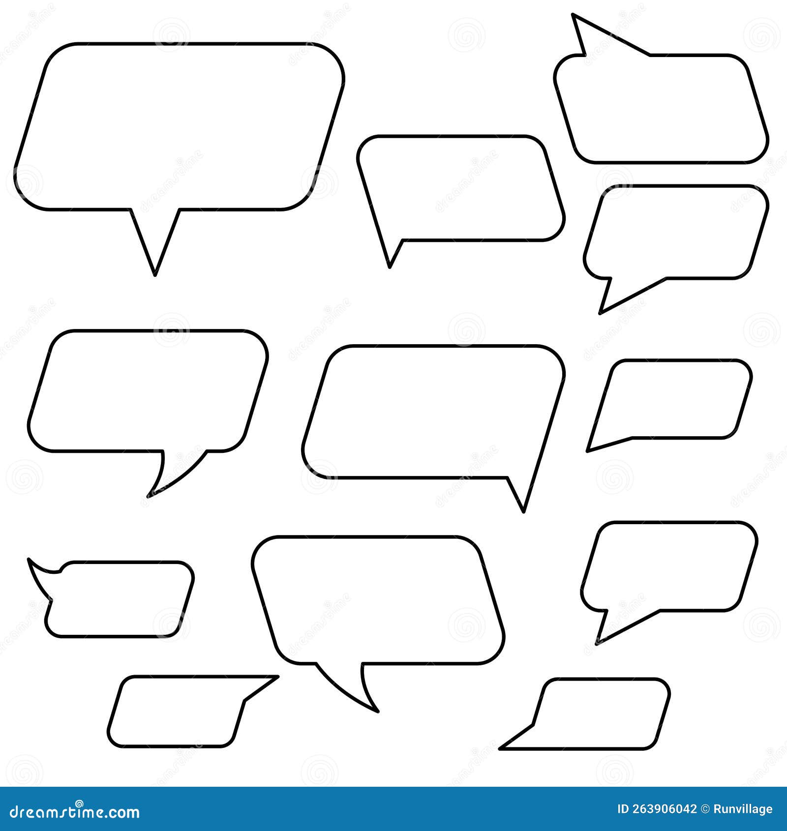 Group of Speech Bubbles with Outline Stroke Stock Vector - Illustration ...