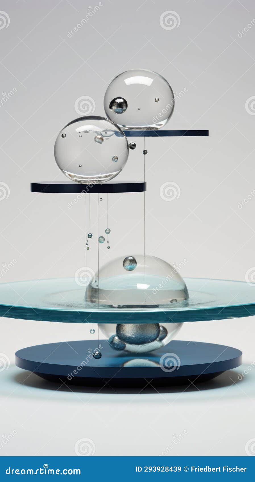 Spheres Floating In The Air With A Circle Of Gold Color Under The ...