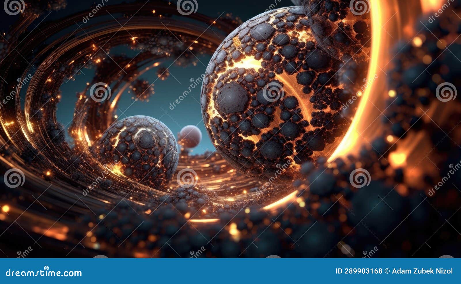 A Group of Spheres with Orange Lights Stock Illustration - Illustration ...