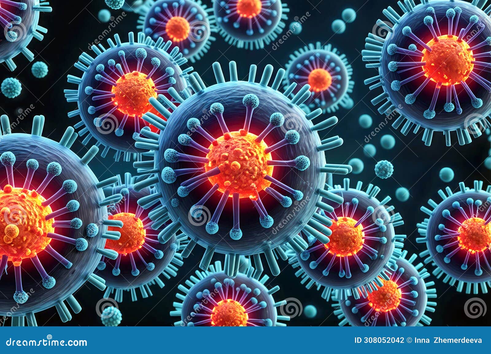 Group of Spherical Cells, Some of the Cells are Infected with a Virus ...
