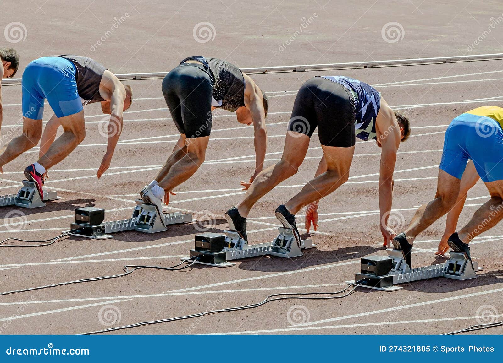 Group Sprinter Runners in Starting Position Ready Editorial Image ...
