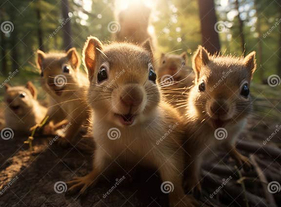A group of squirrels stock photo. Image of happy, woodland - 289730890
