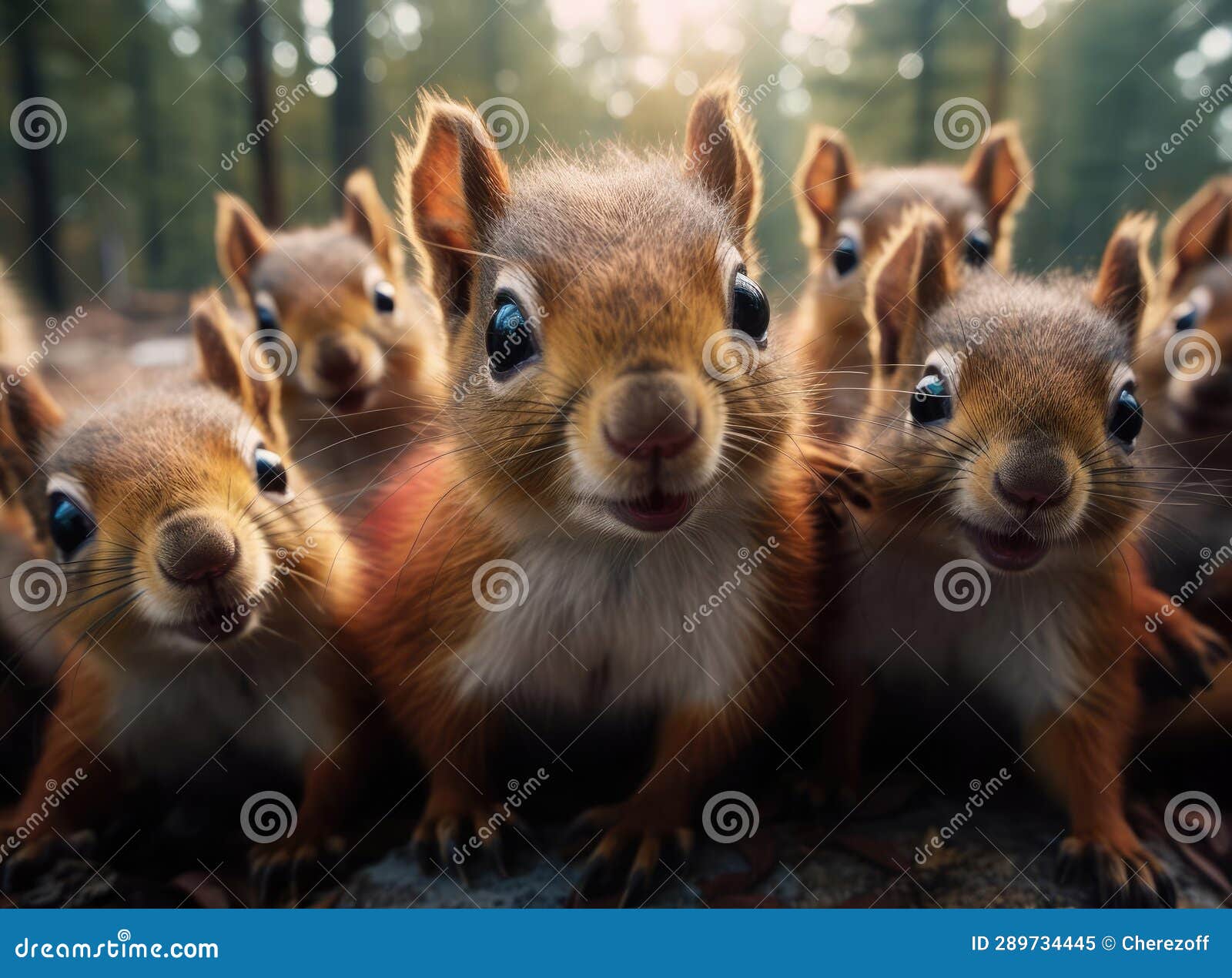 A group of squirrels stock illustration. Illustration of rodent - 289734445